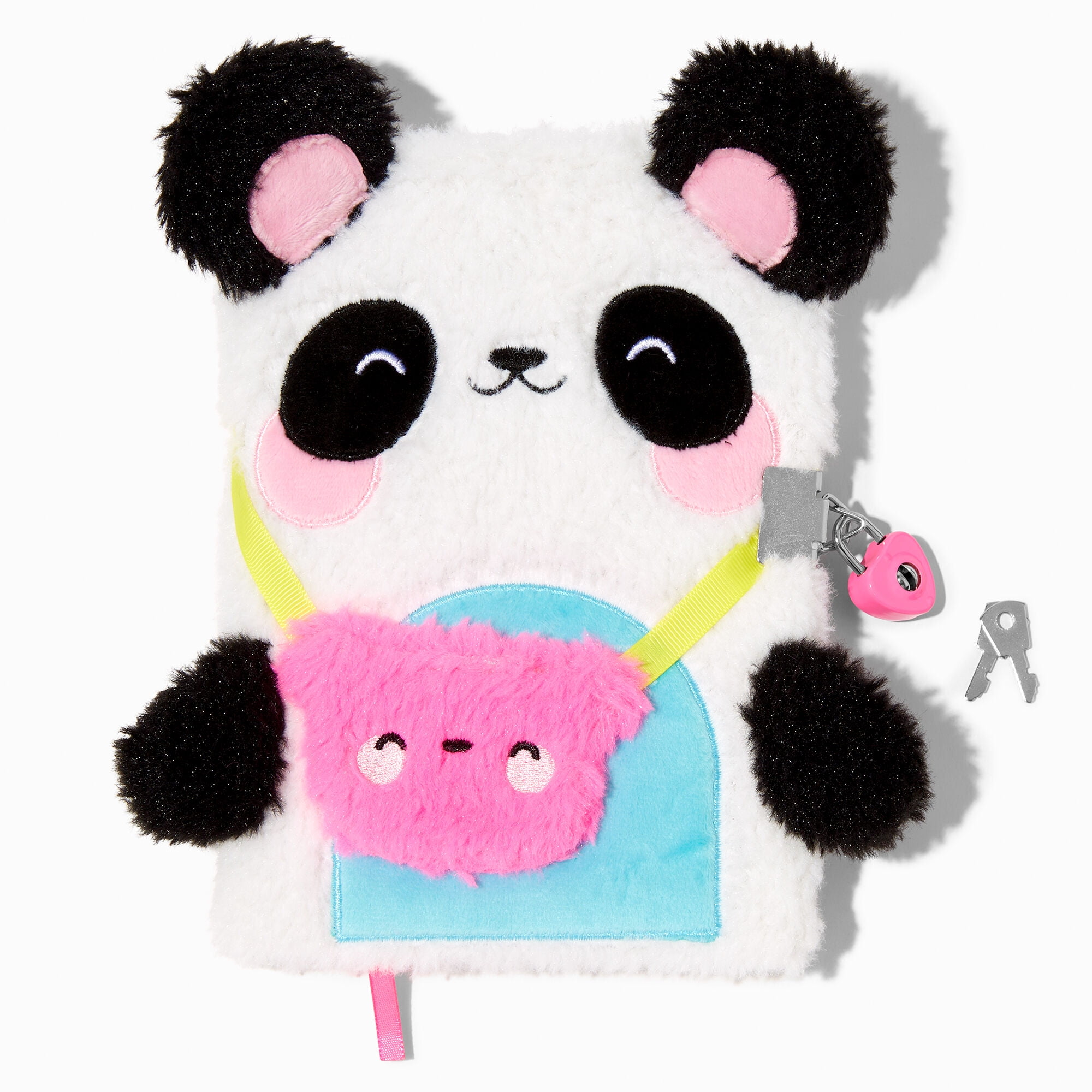 Claire's Pink Panda Plush Diary: Lock with Key, 3D Notebook Journal ...