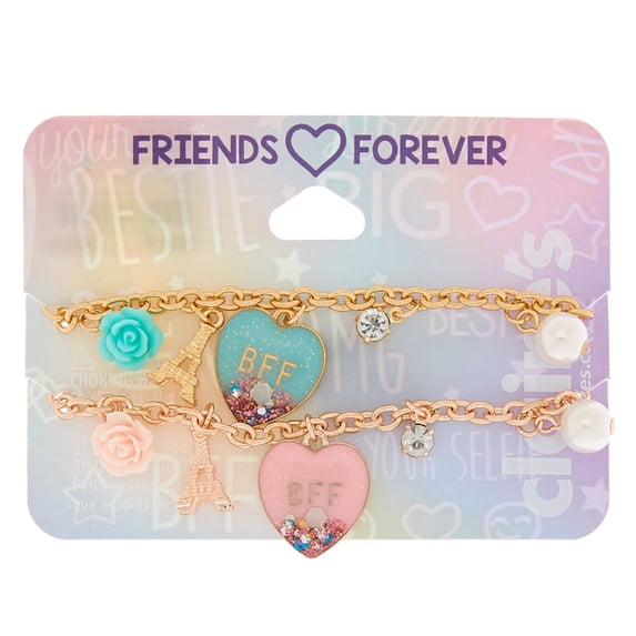 Claire's Gold-tone Charm Jewelry Friendship Bracelets for Kids - Paris ...