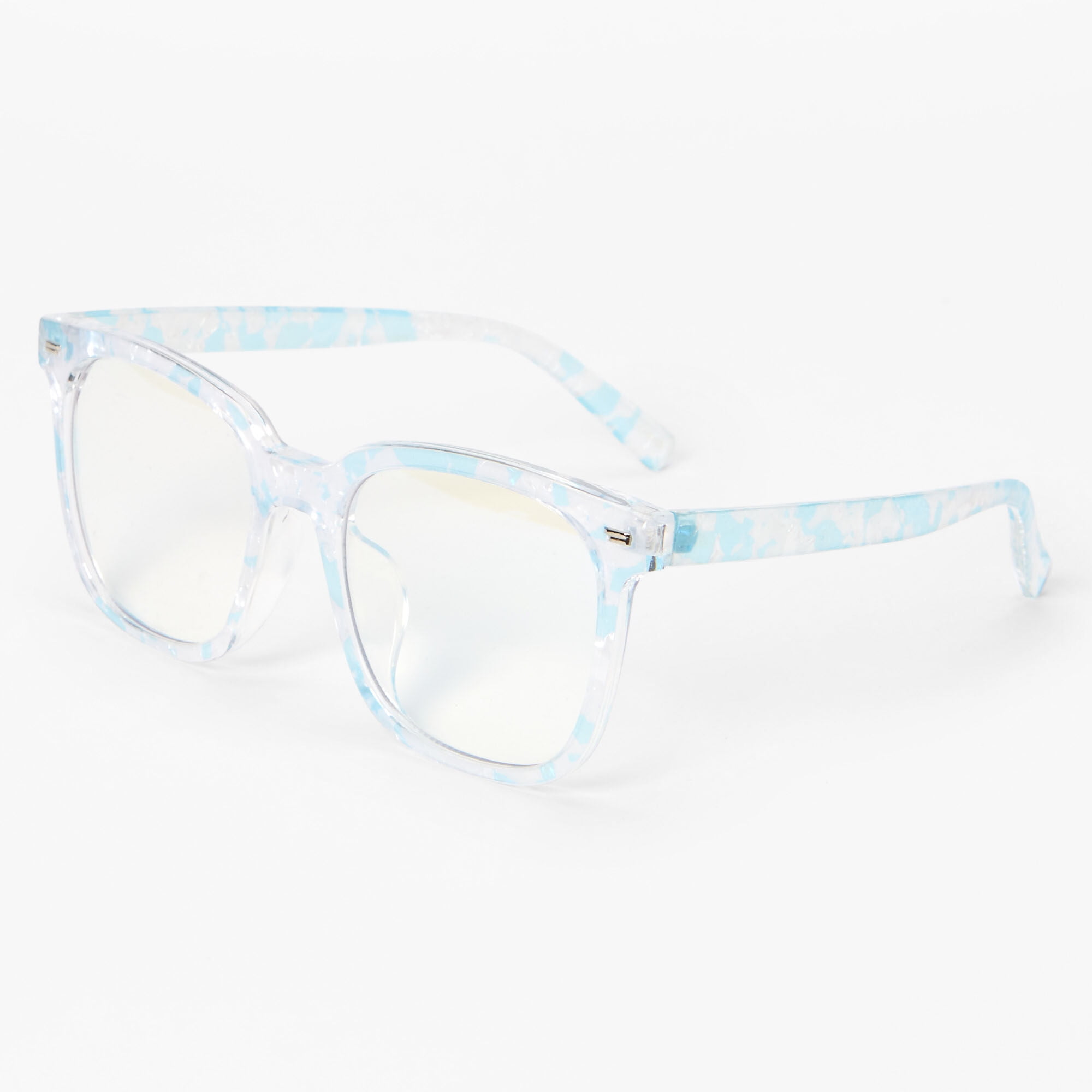 Claire's Pearlized Blue Retro Clear Lens Frames - Walmart.com
