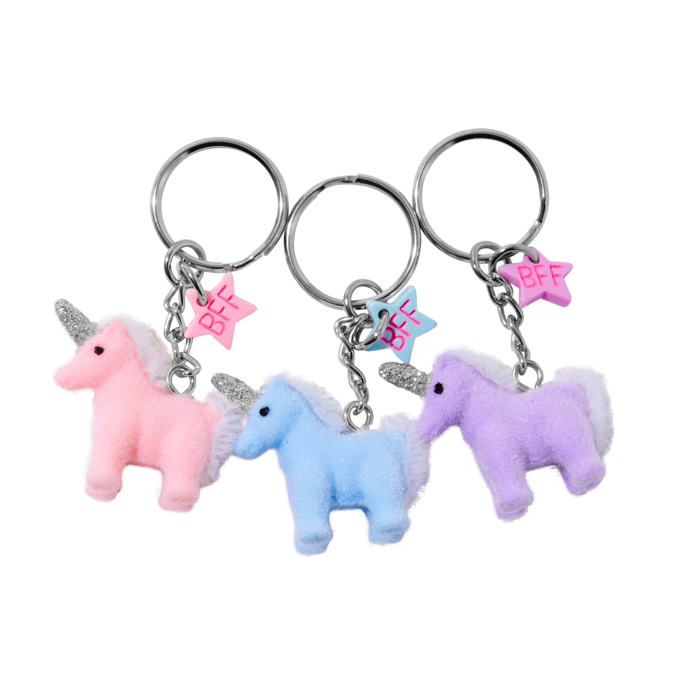 Claire's Pink, Blue, and Lilac Unicorn Best Friend Keychain Set, 3-Pack ...