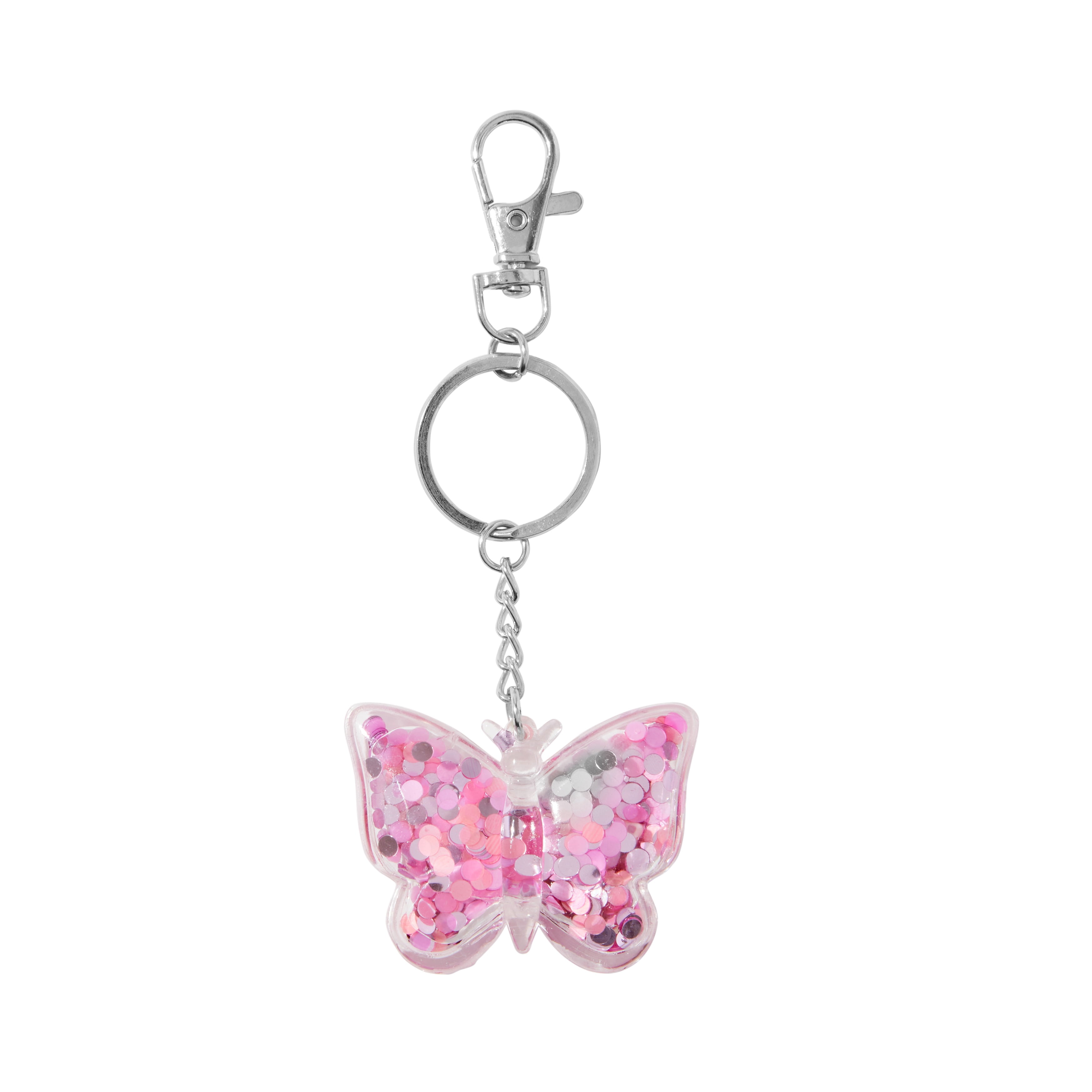 Claire's Pink Glitter Filled Butterfly Keychain - Walmart.com