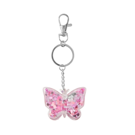 Claire's Pink Glitter Filled Butterfly Keychain - Walmart.com