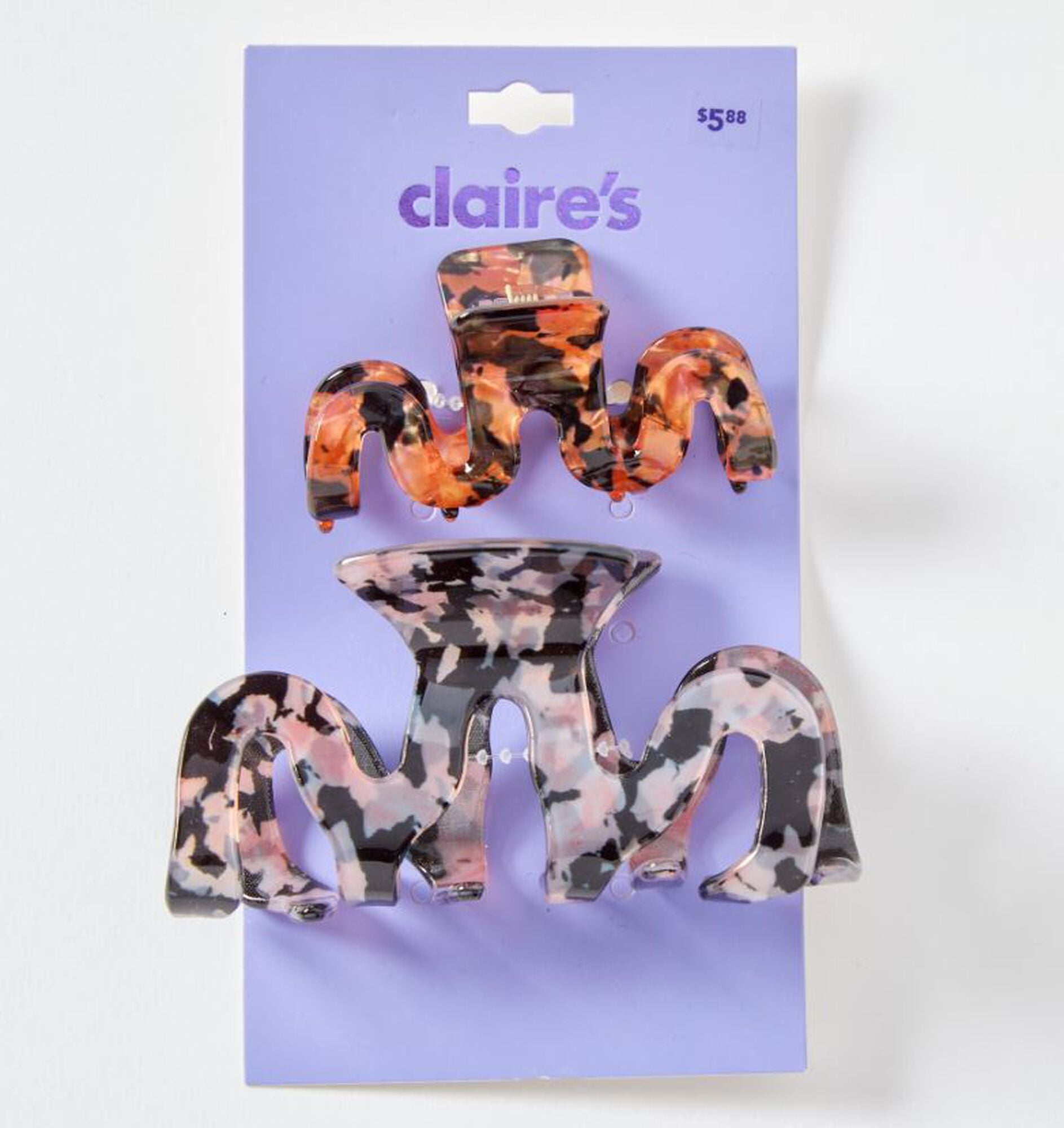 Claire's Resin Neutral Zig Zag Hair Claw Clips, Small and Medium, 2 ...