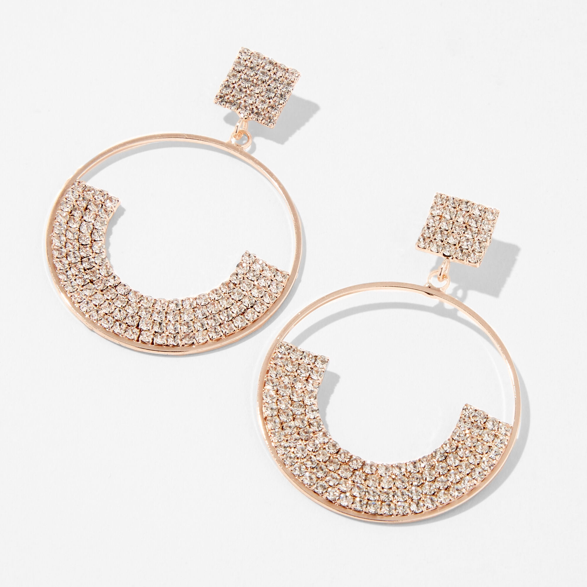 Claire's Rose Gold 2.5" Crystal PavÃƒ© Teen Smile Drop Earrings ...