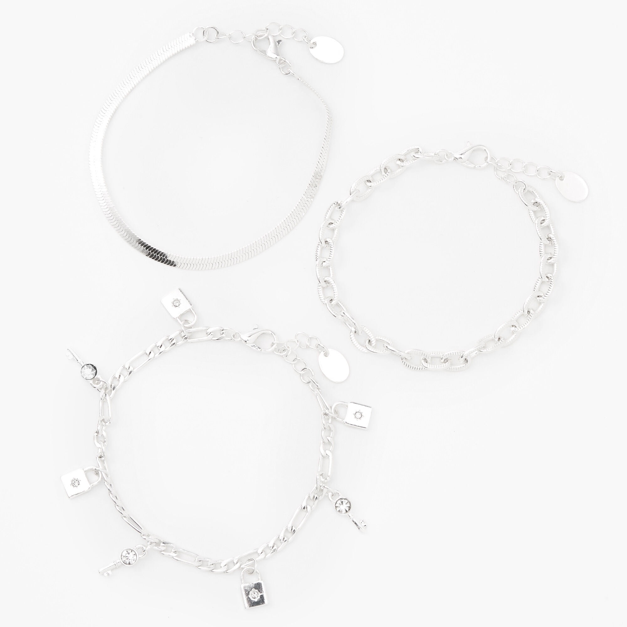 Claire's Silver Chain Bracelets - 3 Pack - Walmart.com