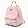 Claire's Small Blush Pink Backpack with Gemstones, Front Zipper Pocket ...