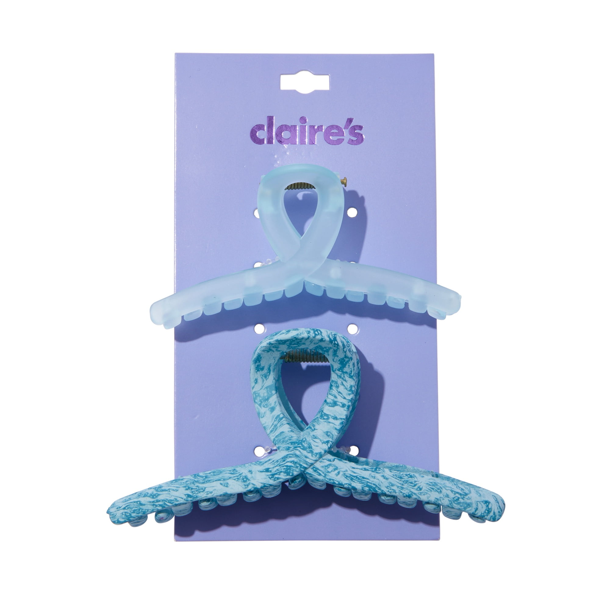Claire's Teen Girl's Turquoise Frosted Marble Hair Claw Clips, 2-Pack ...