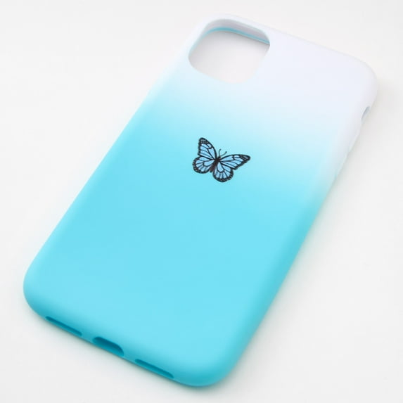 Claire's Aesthetic Blue Ombre Butterfly Phone Case, Fits iPhone 11 ...