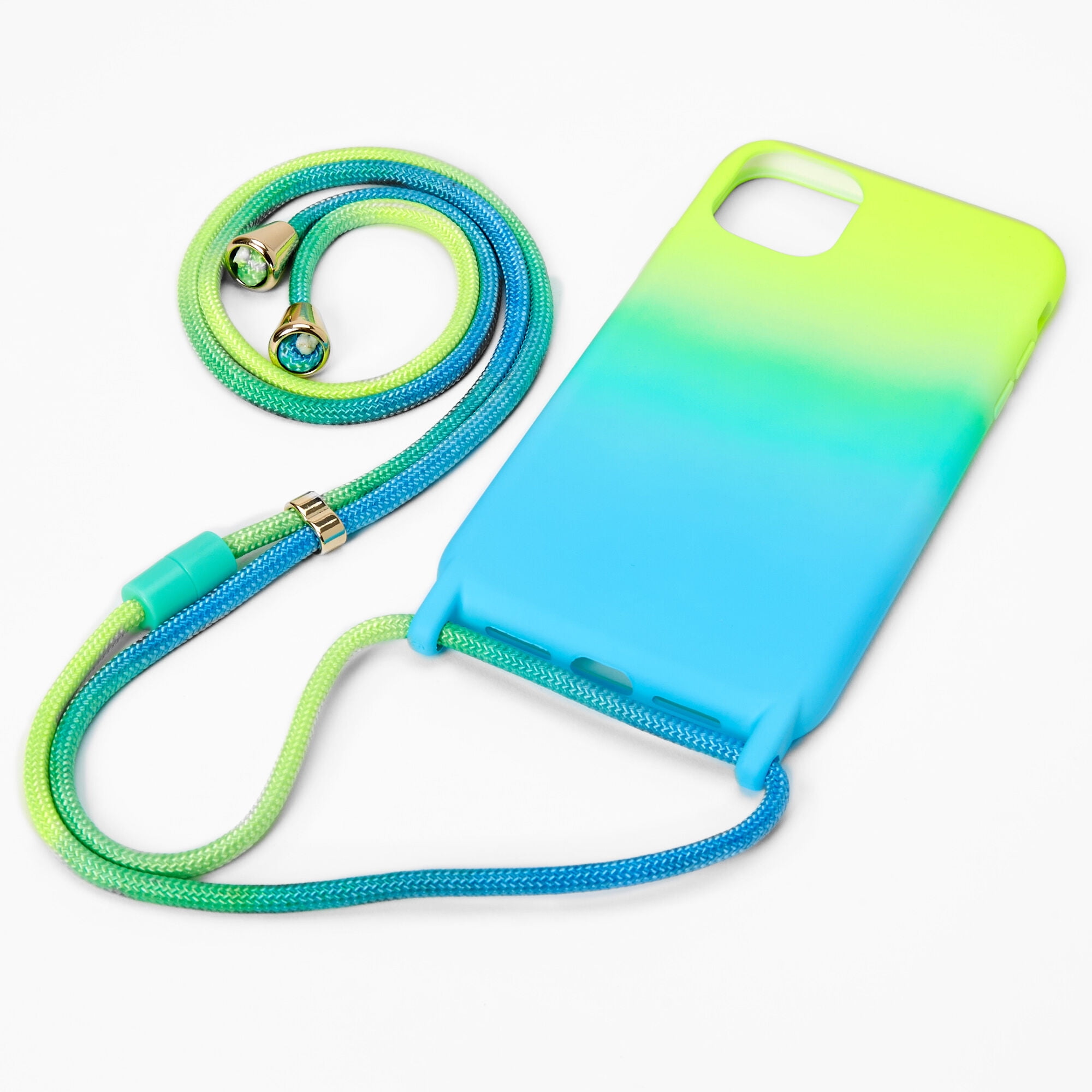 Claire's Teen Girls' Neon Ombre Phone Case with Strap, Fits iPhone ...