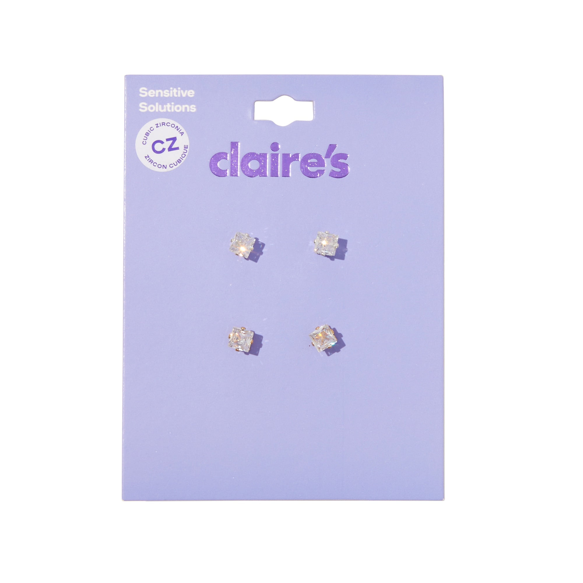 Claire's Teen Girls Sensitive Solutions Cubic Zirconia 5mm Silver and ...