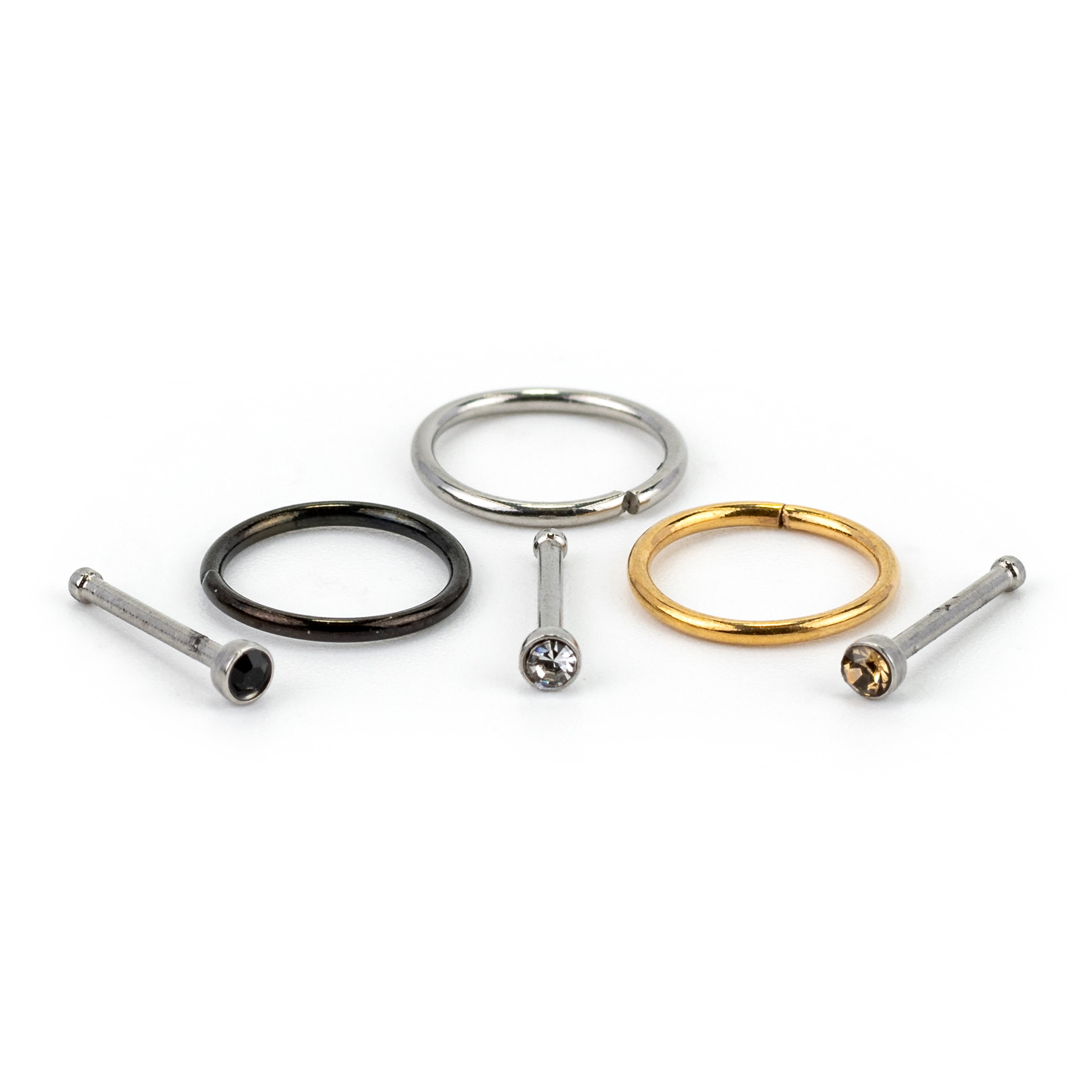 Claire's Teen and Adult Stainless Steel 20G Hoop and Crystal Nose Studs ...