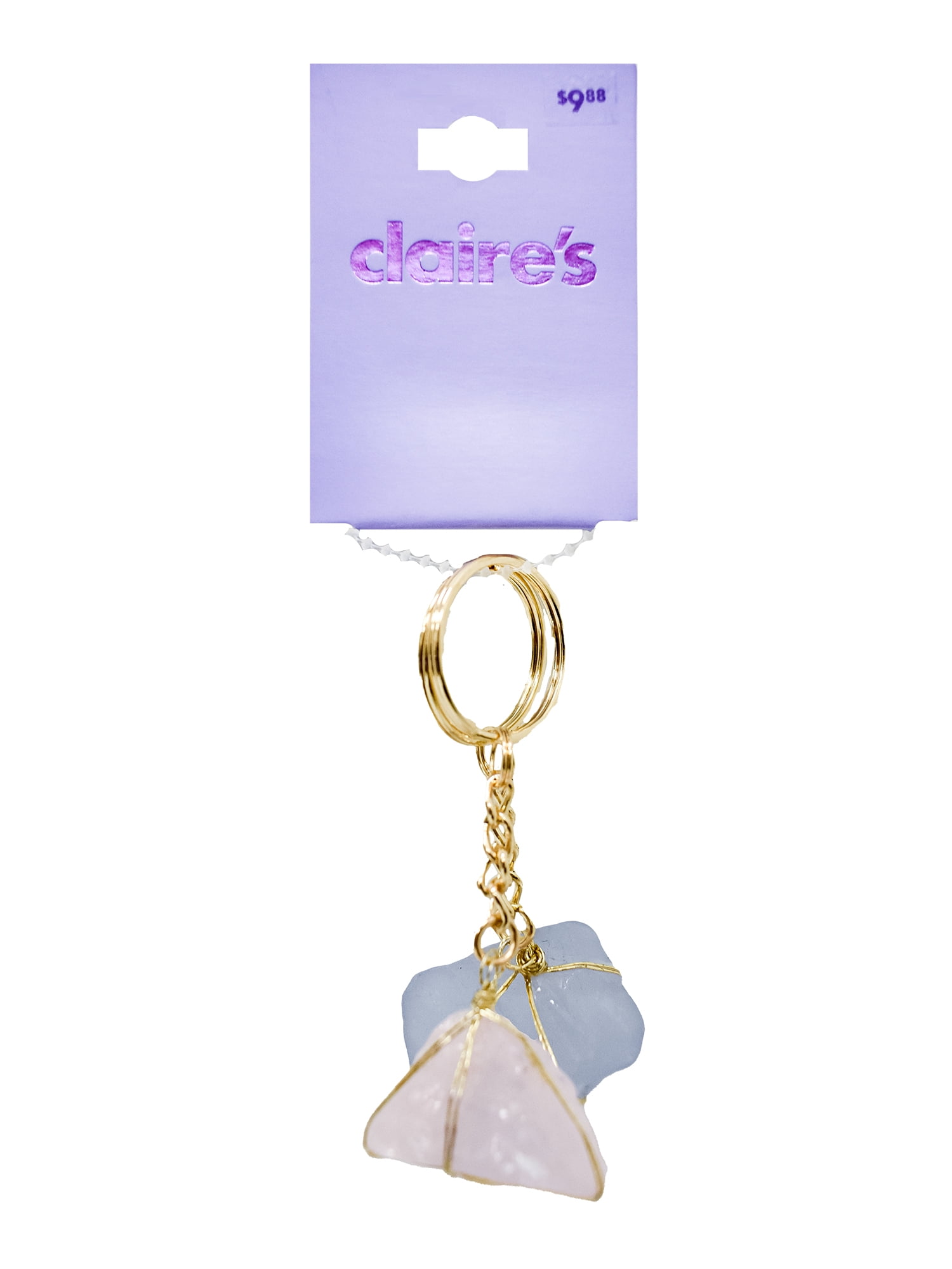 Claire's Teenagers Pink and Blue Crystal Cage Keychains, Keyring Set ...