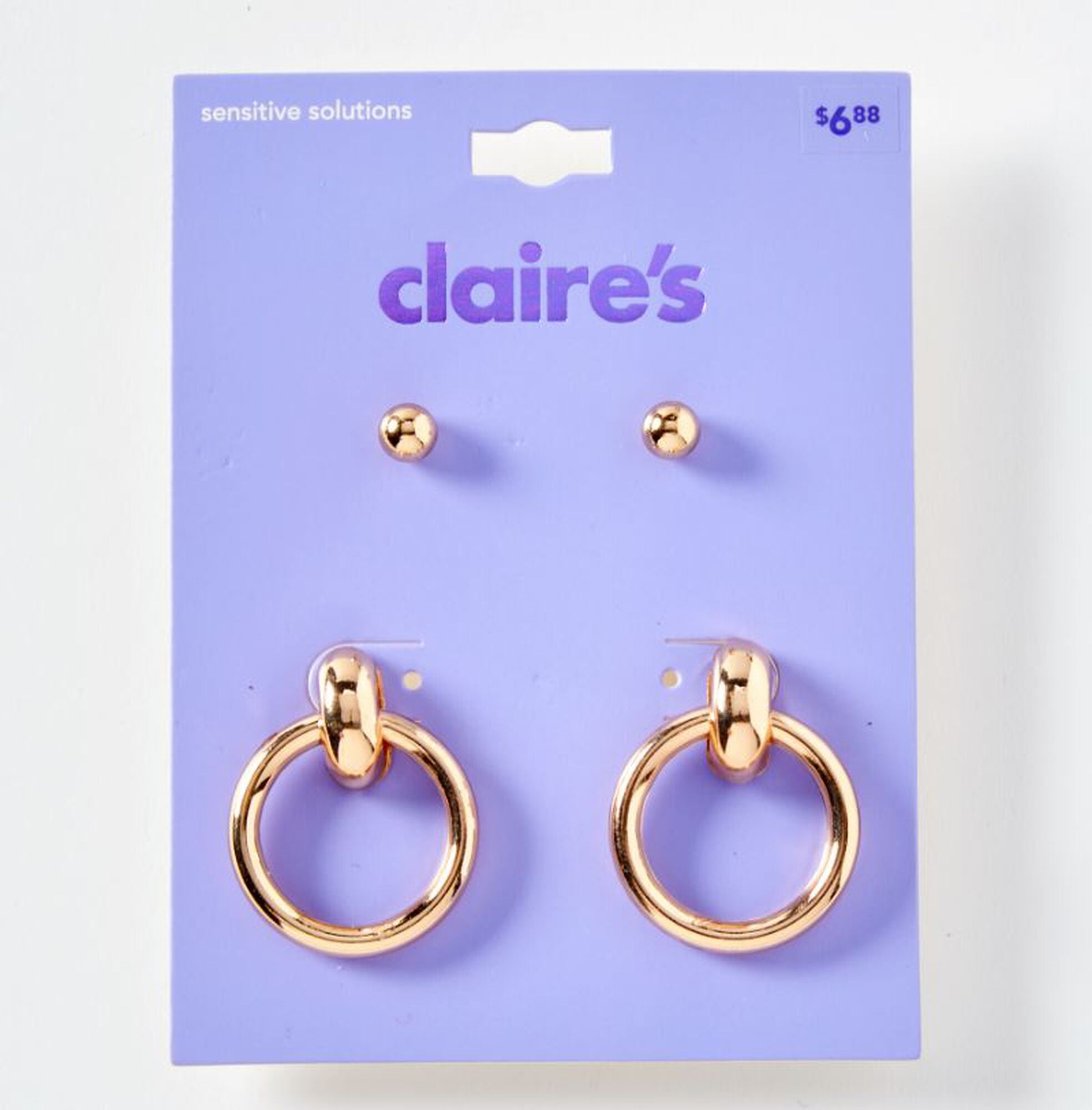Claire's Timeless Coordinating Gold Stud Earring Set for Women and ...