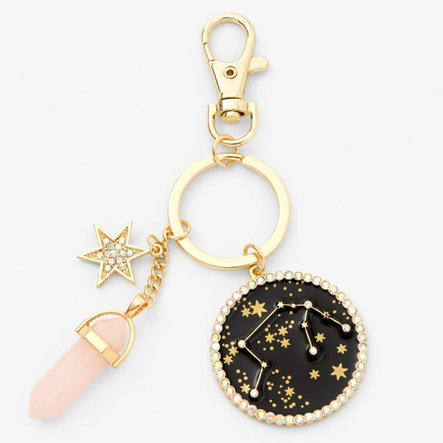 Claire's Tween Accessories Zodiac Keyring with Gemstone Star and Pink ...