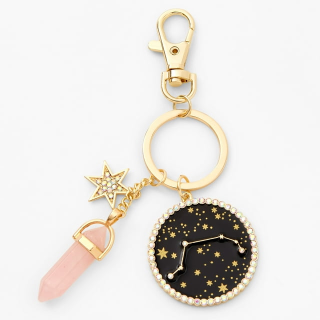 Claire's Tween Accessories Zodiac Keyring with Gemstone Star and Pink ...