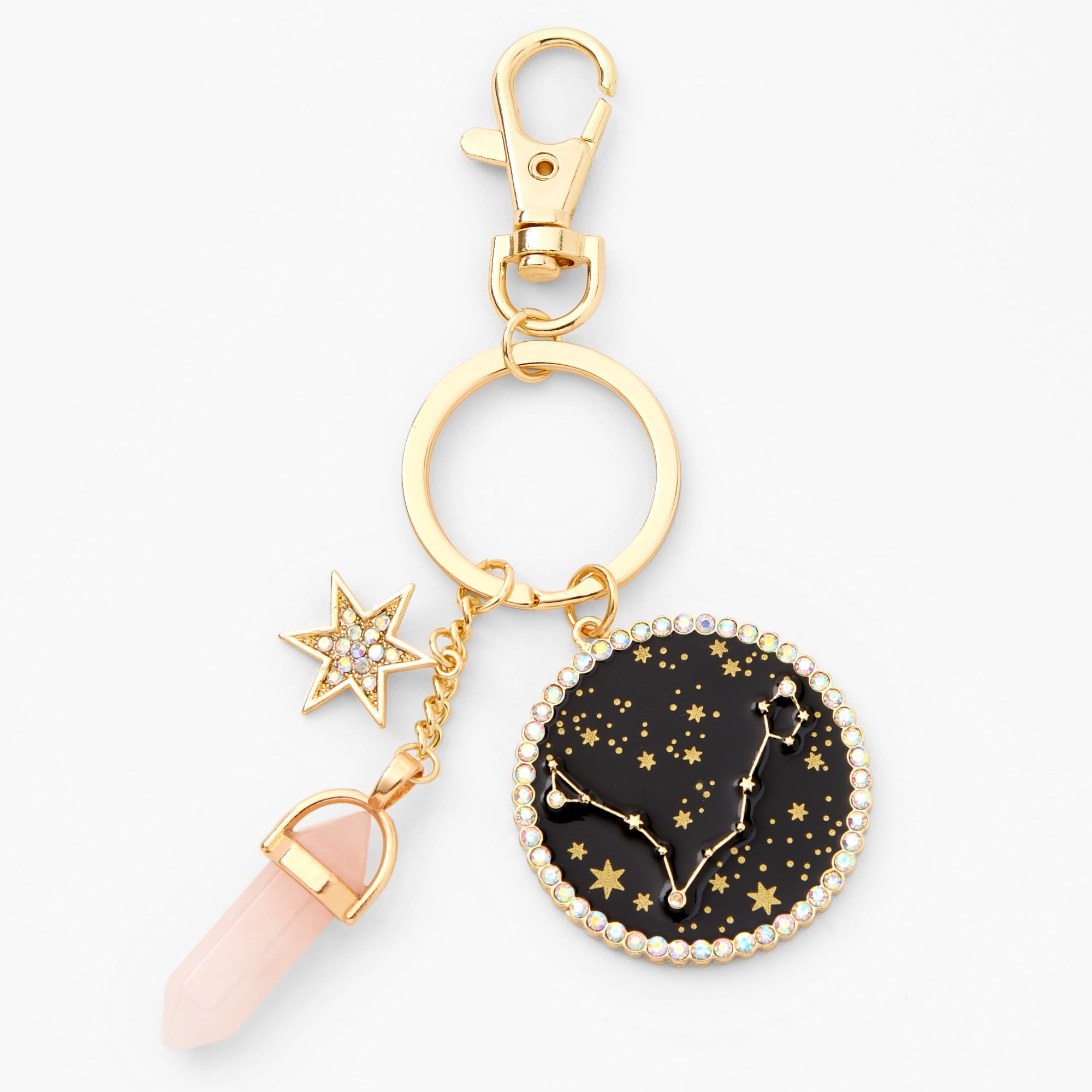 Claire's Tween Accessories Zodiac Keyring with Gemstone Star and Pink ...