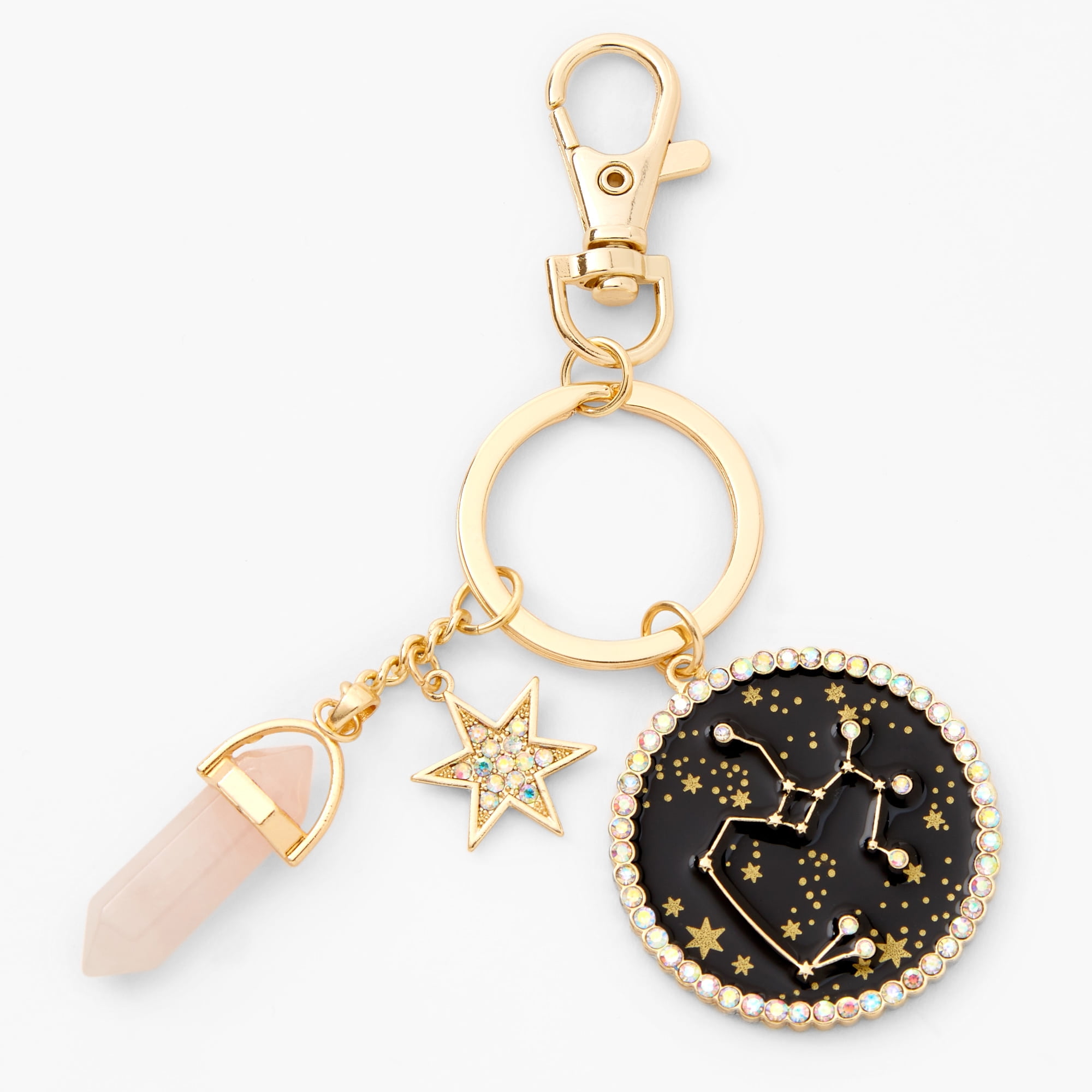 Claire's Tween Accessories Zodiac Keyring with Gemstone Star and Pink ...