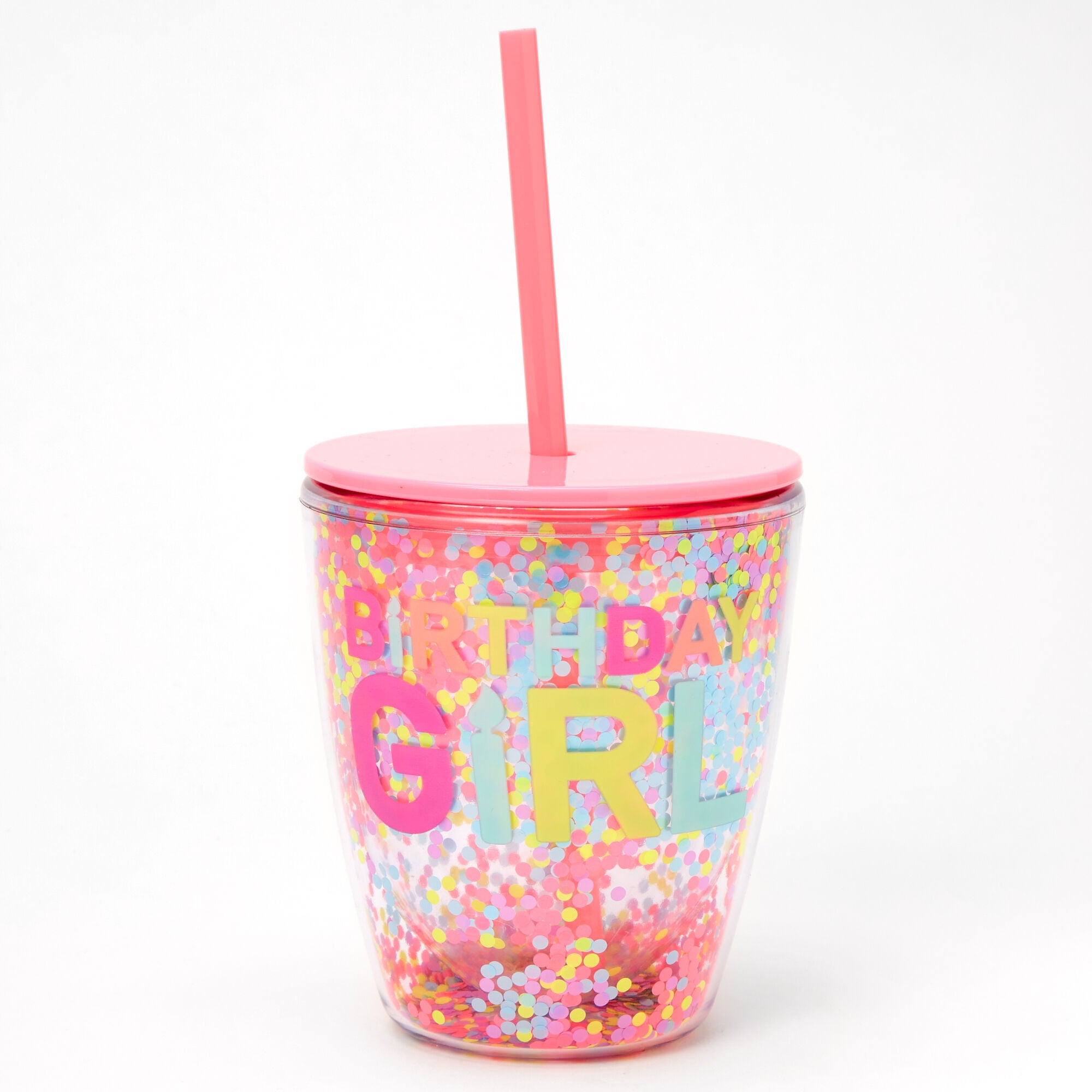 Claire's Reusable Plastic Drinking Cup with Straw, Tween Girls ...