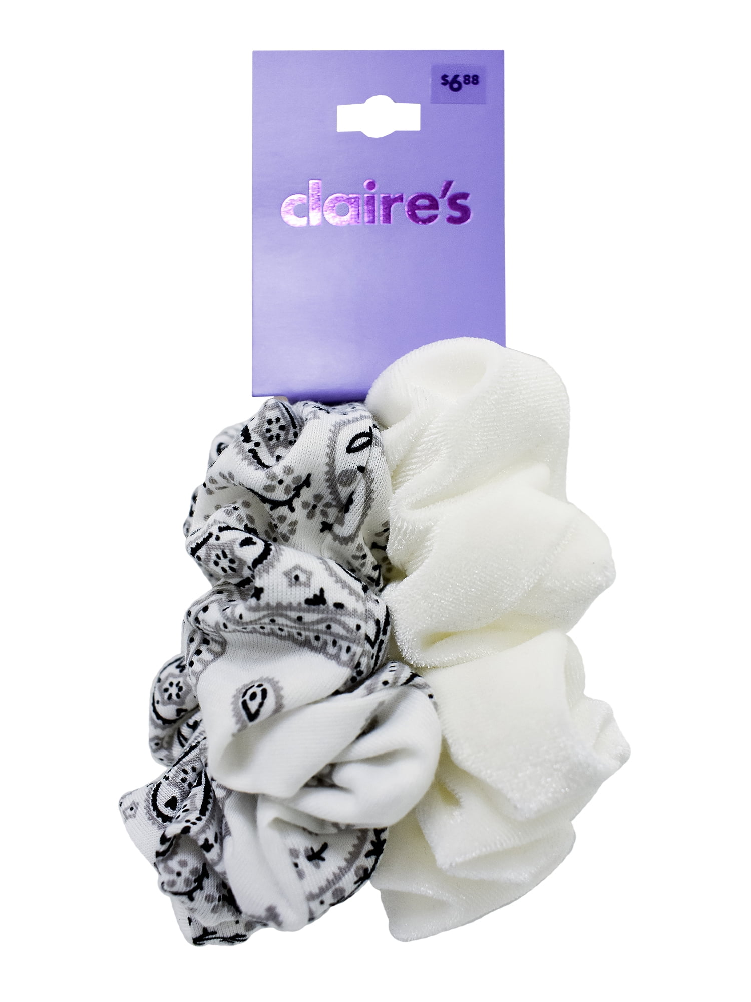 Claire's Tween Girls Black and White Bandana and Solid Scrunchie Hair ...