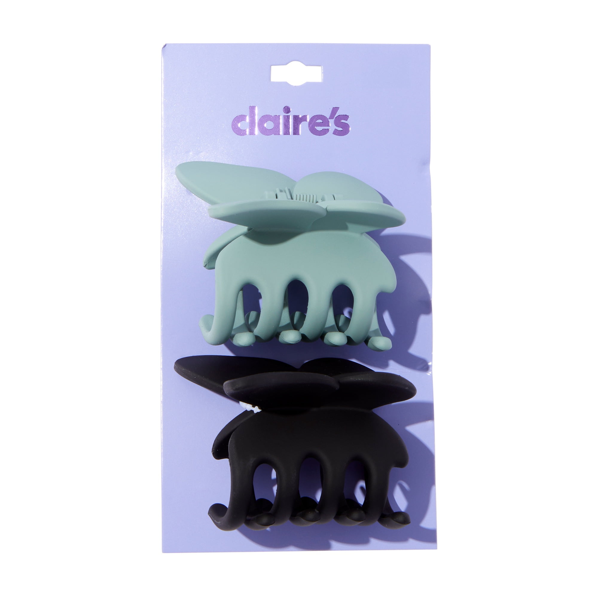Claire's Tween Girls Butterfly Hair Claw Clips 2-Pack, Blue and Black ...