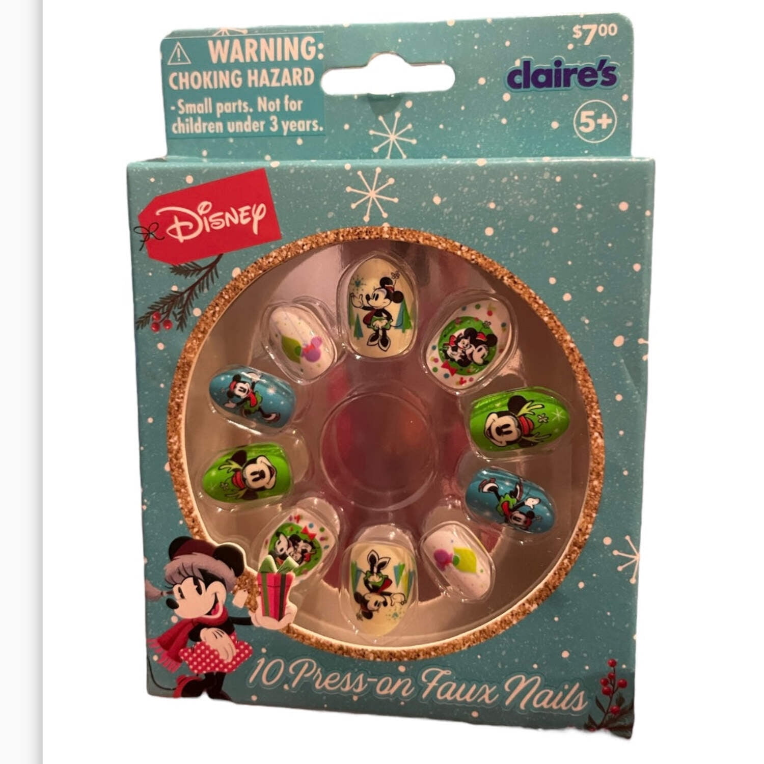 Claire's Tween Girls Holiday Mickey and Minnie Mouse Almond Press-on ...