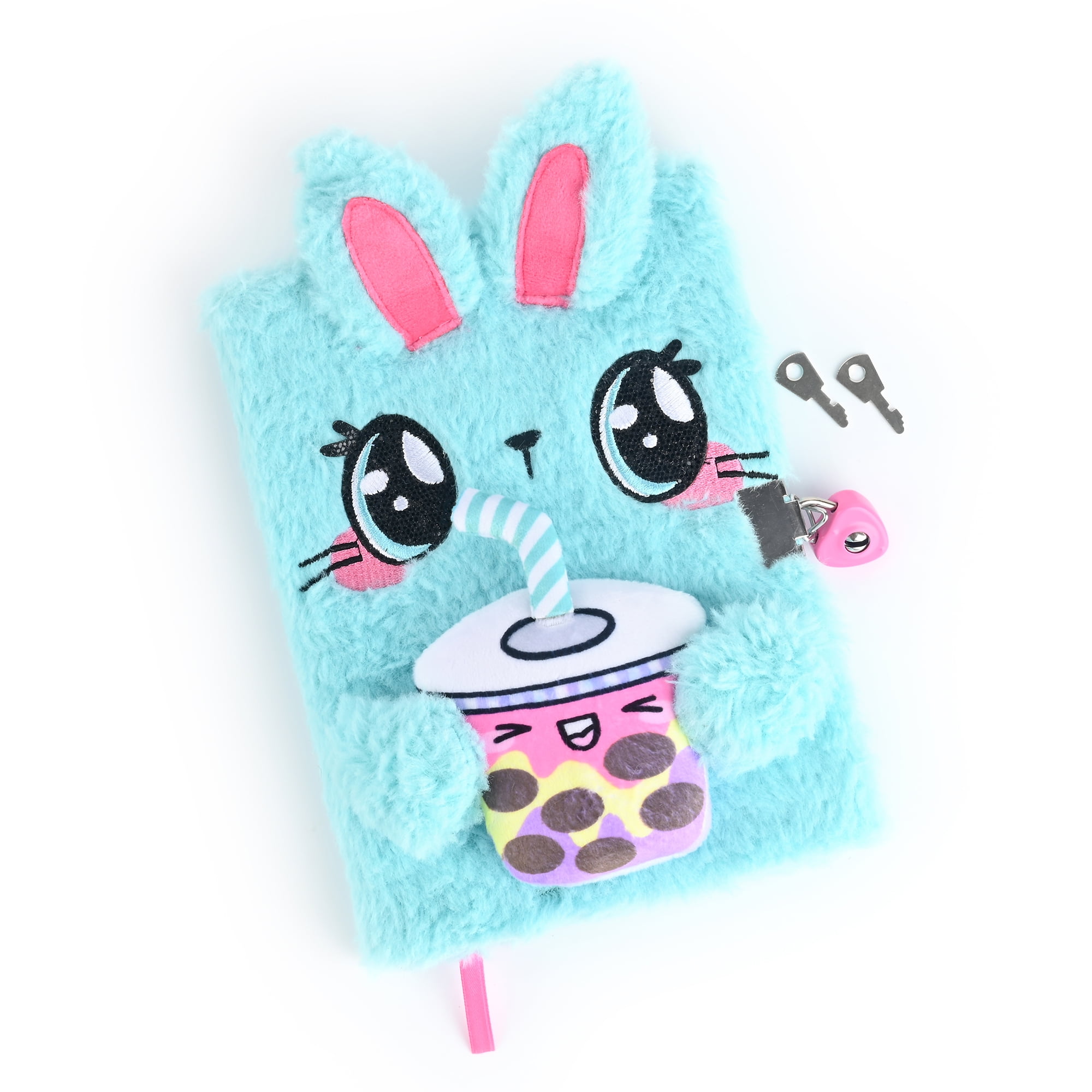 Claire's Fuzzy Bunny Plush Lock Diary for Teens, Cute Gift, 43069 Blank ...