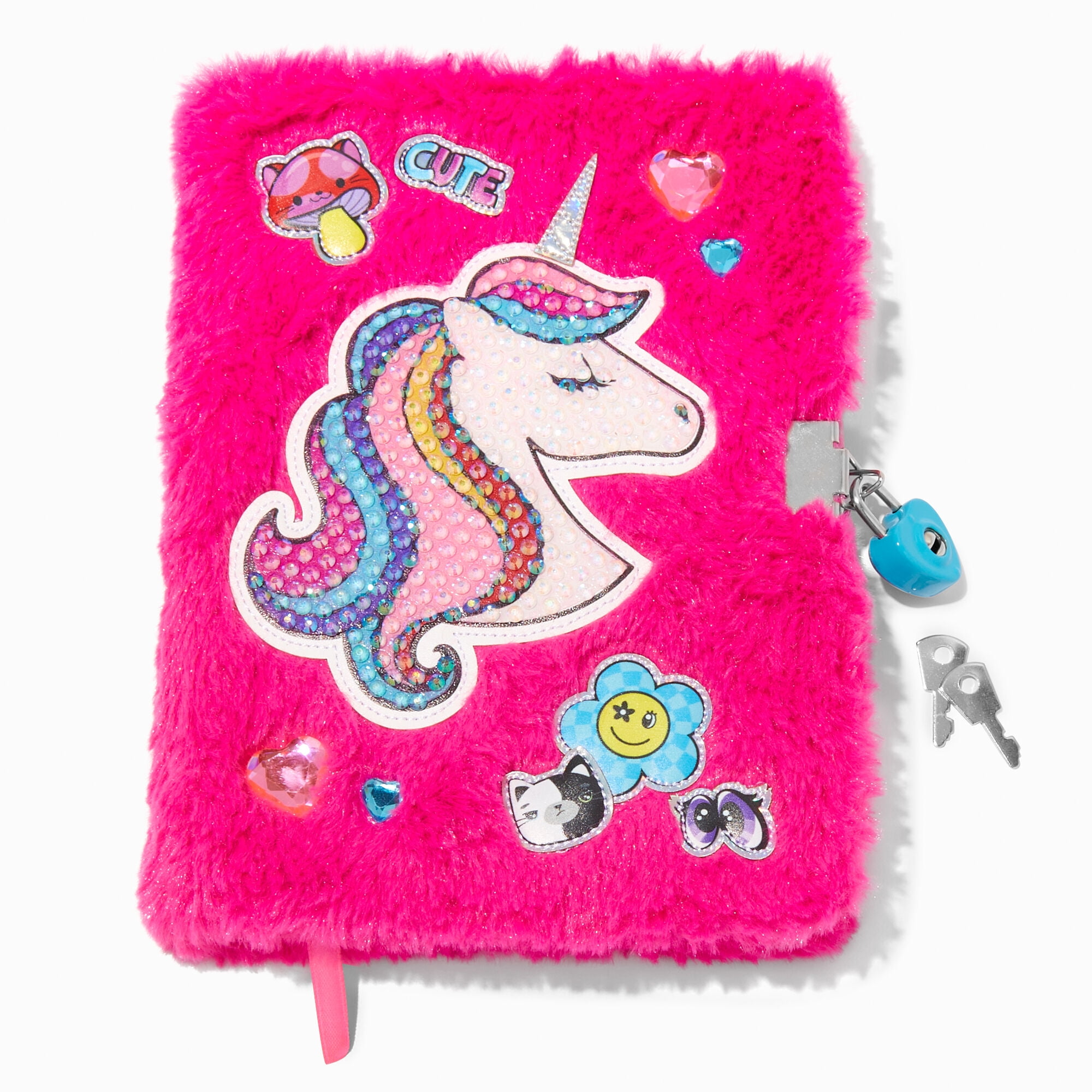Claire's Y2K Unicorn Pink Lock Diary, Secret Teen Journal with Key ...