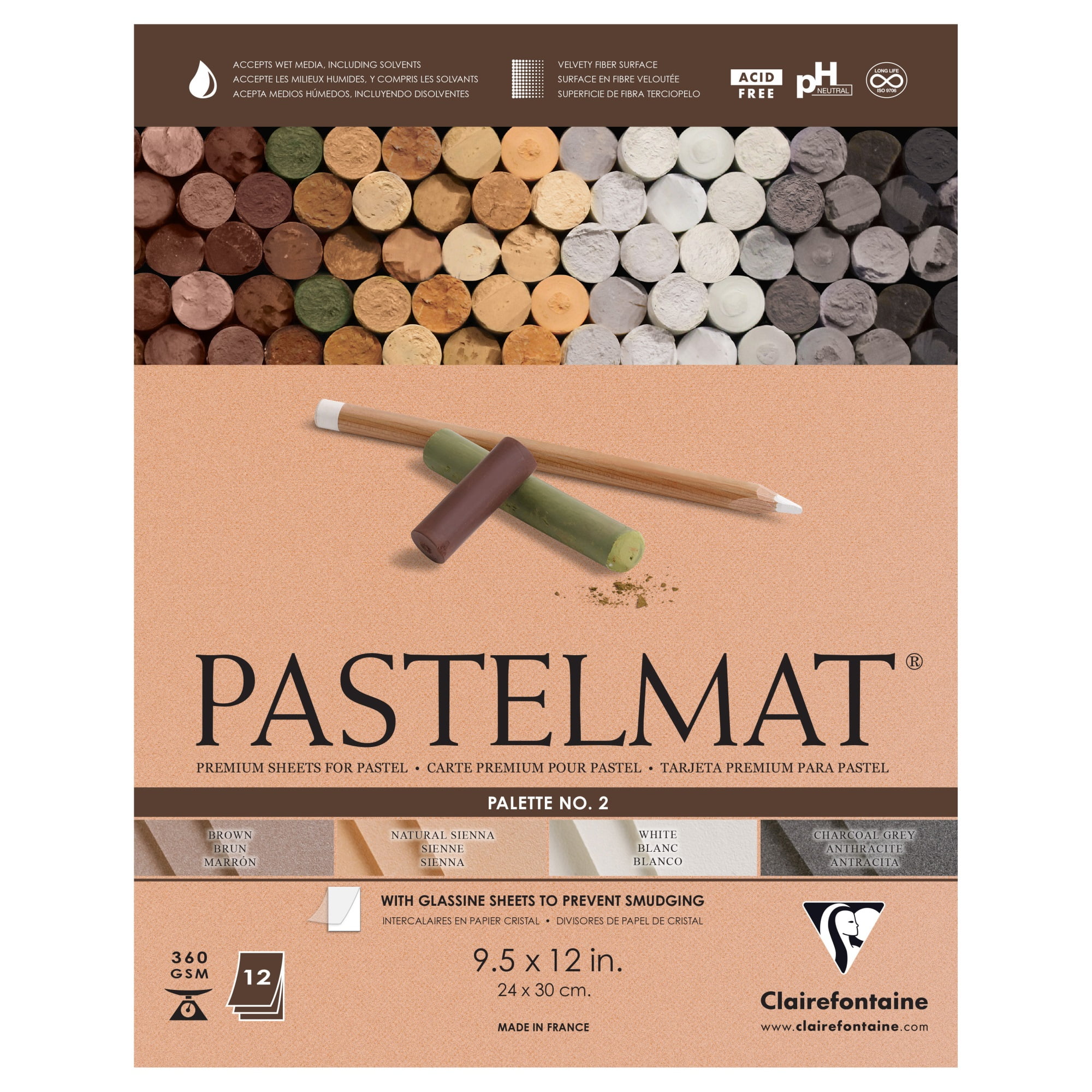 Clairefontaine Premium Pastelmat Pad, 9" x 12", Heavyweight Art Sketch ...