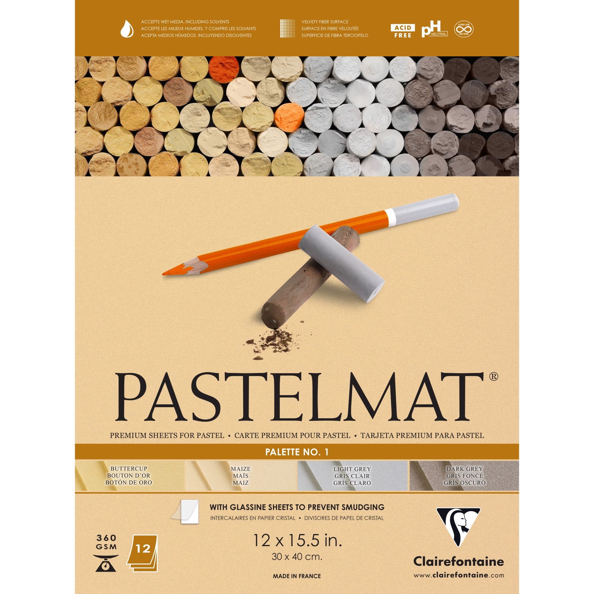 Clairefontaine Premium Pastelmat Pad, 12" x 15.5", PL1 - Walmart.com