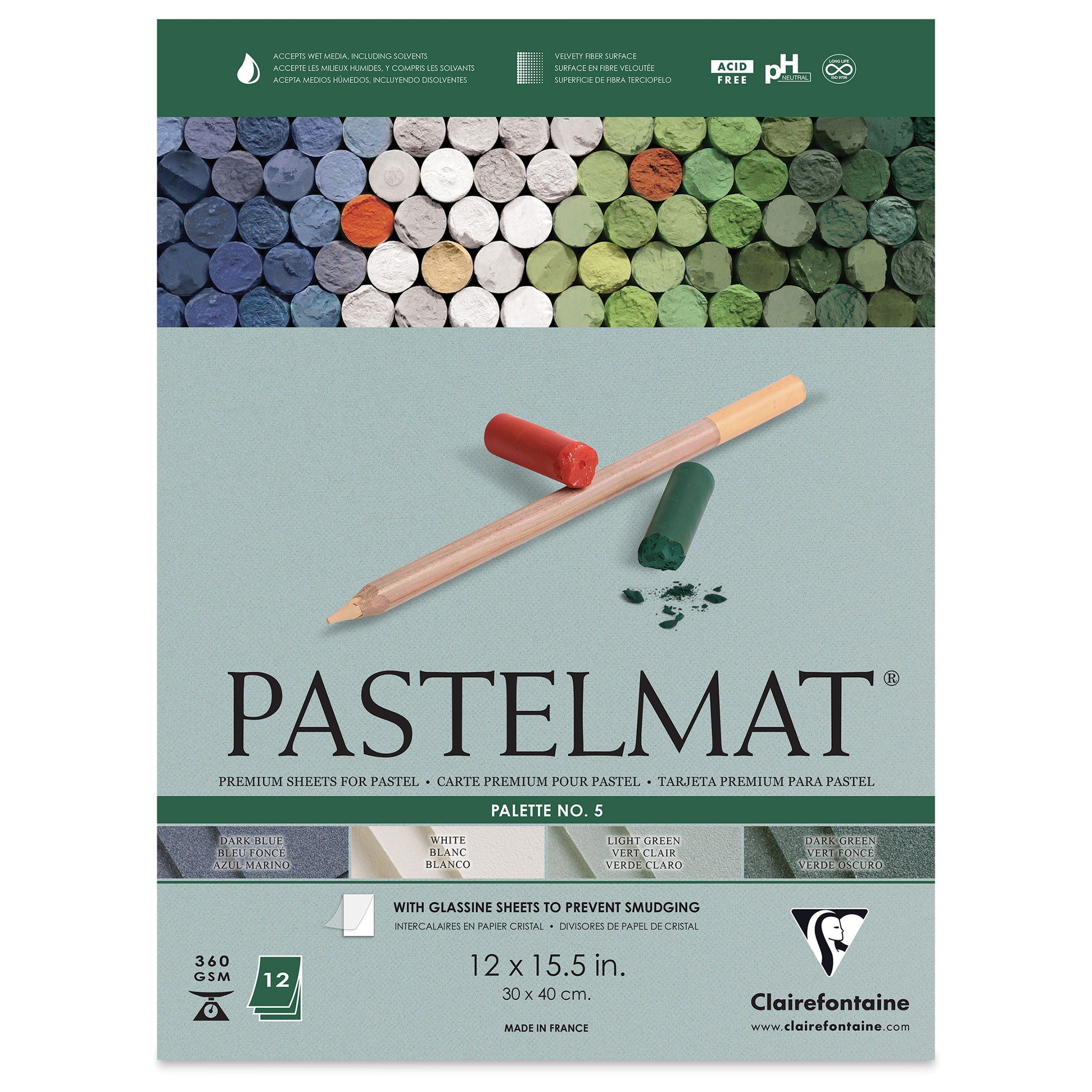 Clairefontaine Pastelmat Pad - 12" x 15-1/2", Palette No. 5, 12 Sheets ...