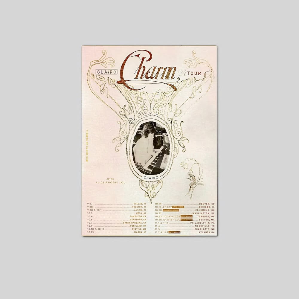 Clairo Charm 2024 Tour Dates Indie Music Concert Poster Full Size 24 ...