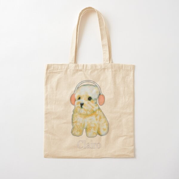 Clairo Dog - Clairo Dog With Headphones Puppy Cotton Tote Bag Canvas ...