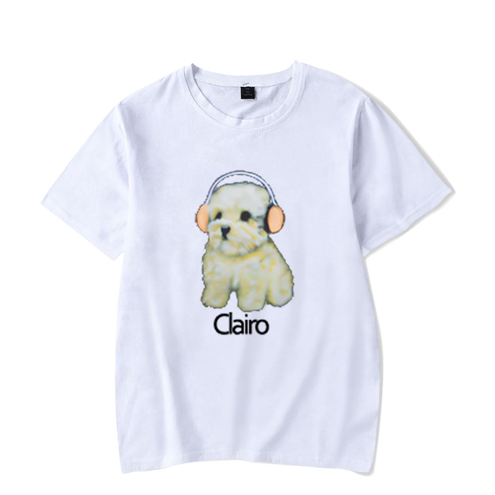 Clairo Merch T-Shirt Men Women Funny Cute Headphone Puppy Short Sleeve ...