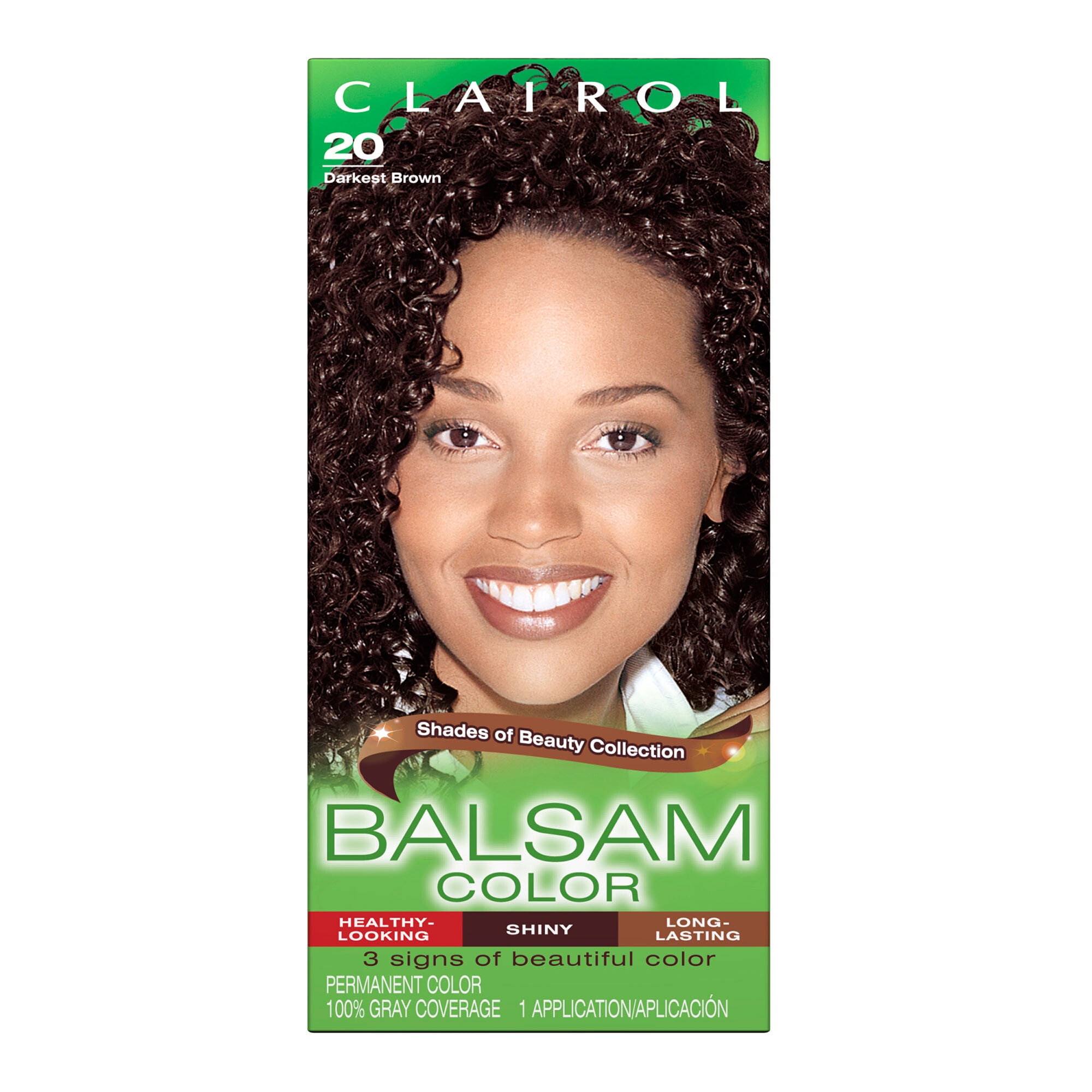Clairol Balsam Color Long Lasting Permanent Hair Color Kit, 020 Darkest ...