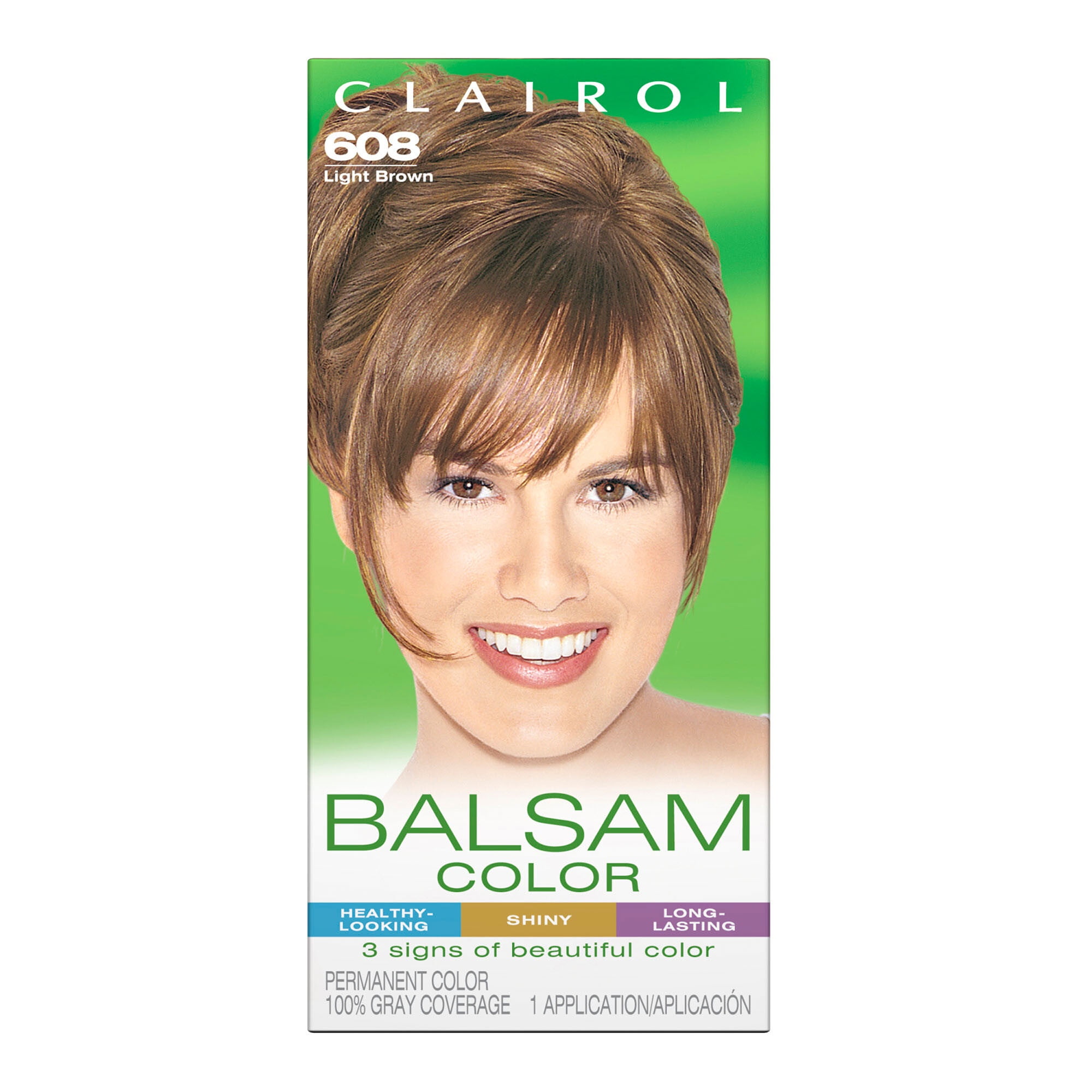 Clairol Balsam Color Long Lasting Permanent Hair Color Kit, 608 Light ...