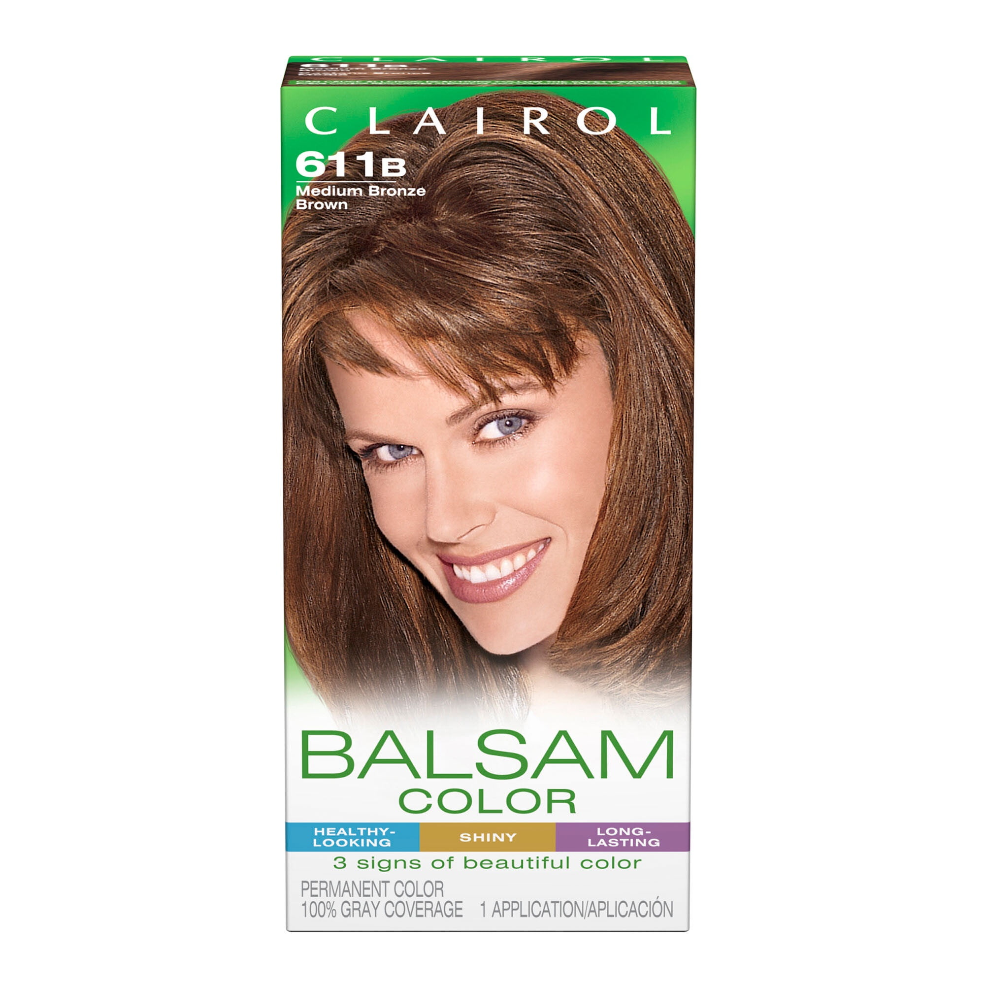 Clairol Balsam Color Long Lasting Permanent Hair Color Kit, 611B Medium ...