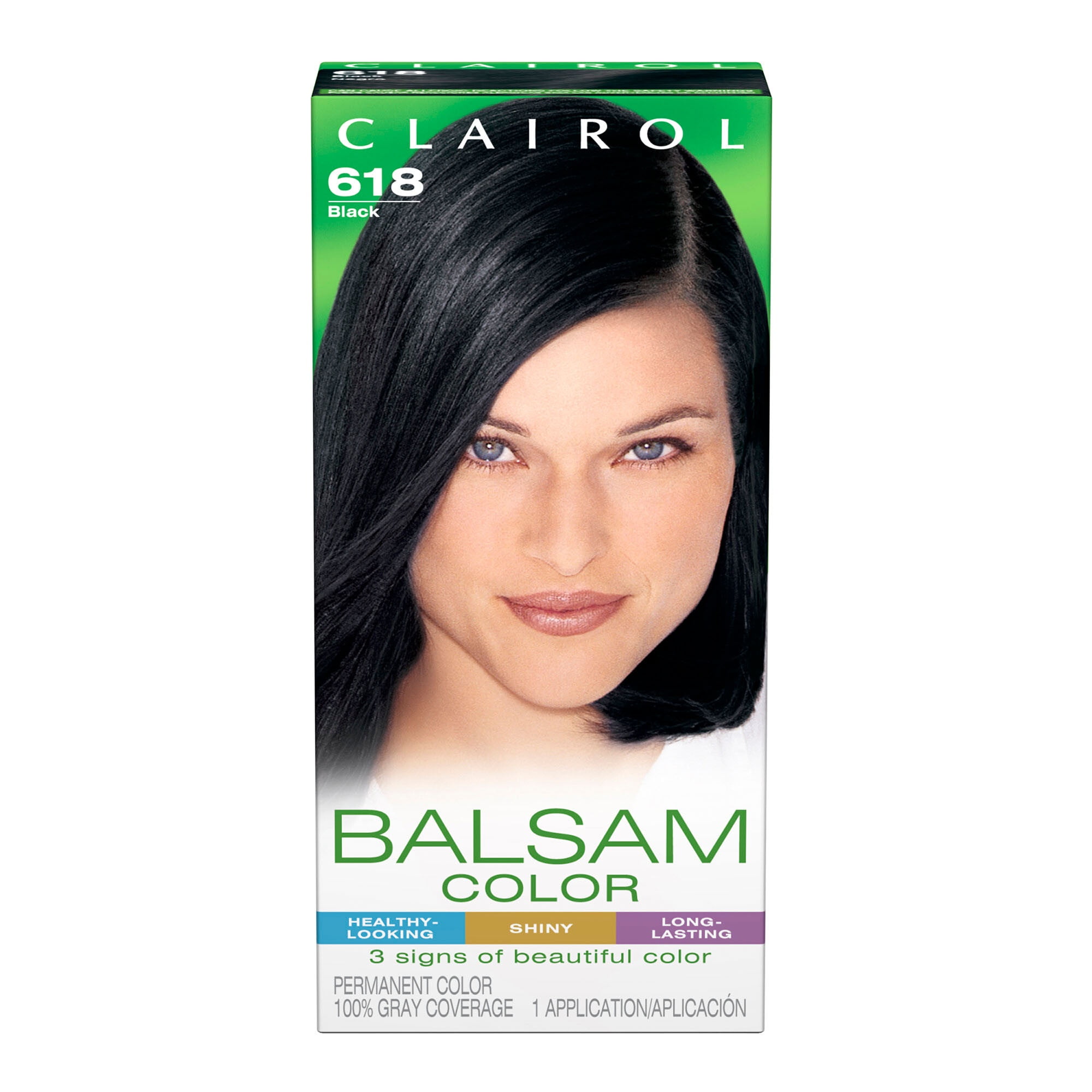 Clairol Balsam Color Long Lasting Permanent Hair Color Kit, 618 Black ...