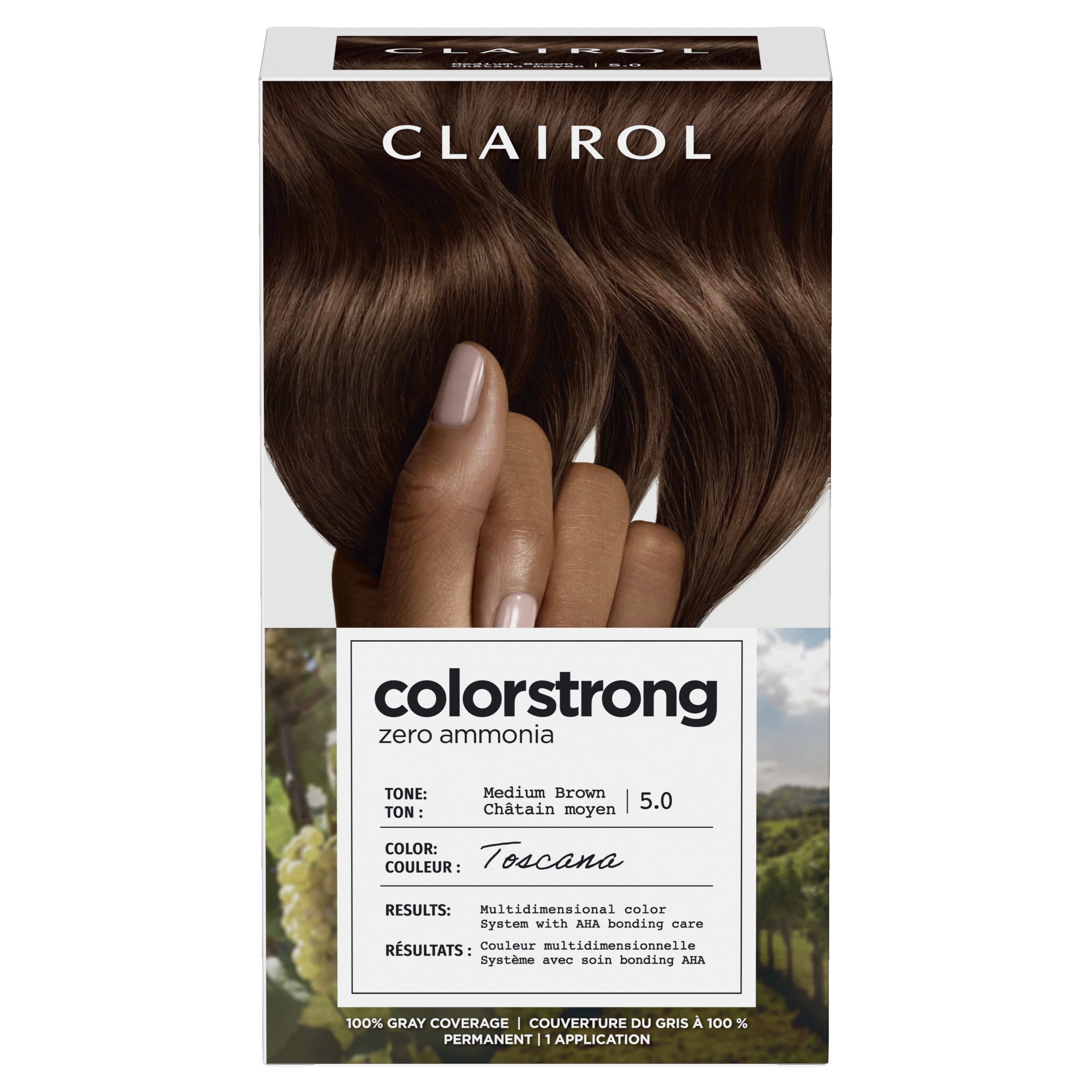 Clairol ColorStrong Permanent Zero Ammonia Hair Dye, 5.0 Medium Brown ...