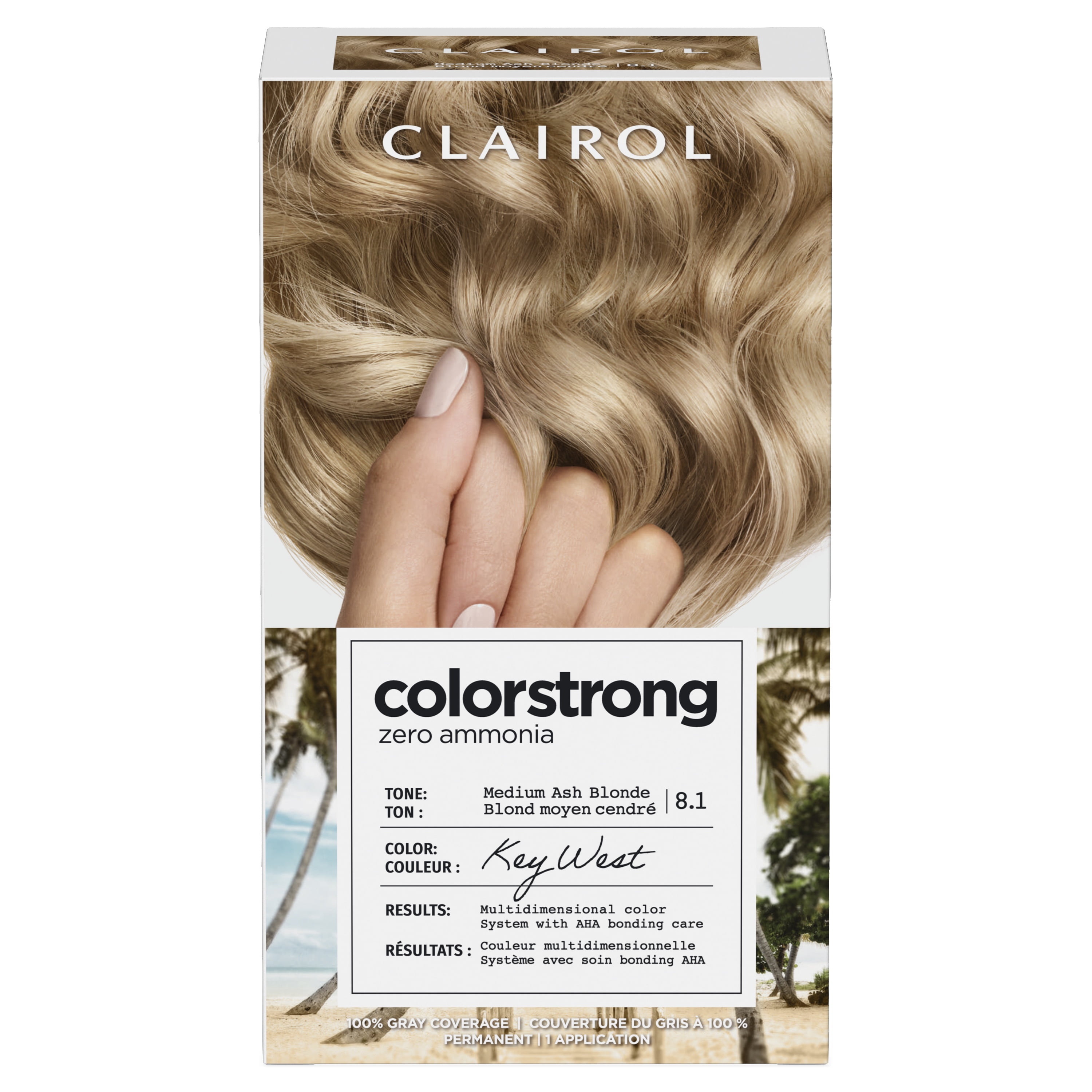 Clairol ColorStrong Permanent Zero Ammonia Hair Dye, 8.1 Medium Ash Blonde - Key West Hair Color ...