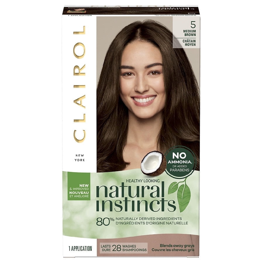 Clairol Natural Instincts Hair Color, 5 MEDIUM BROWN, Hazelnut 1.0 set ...