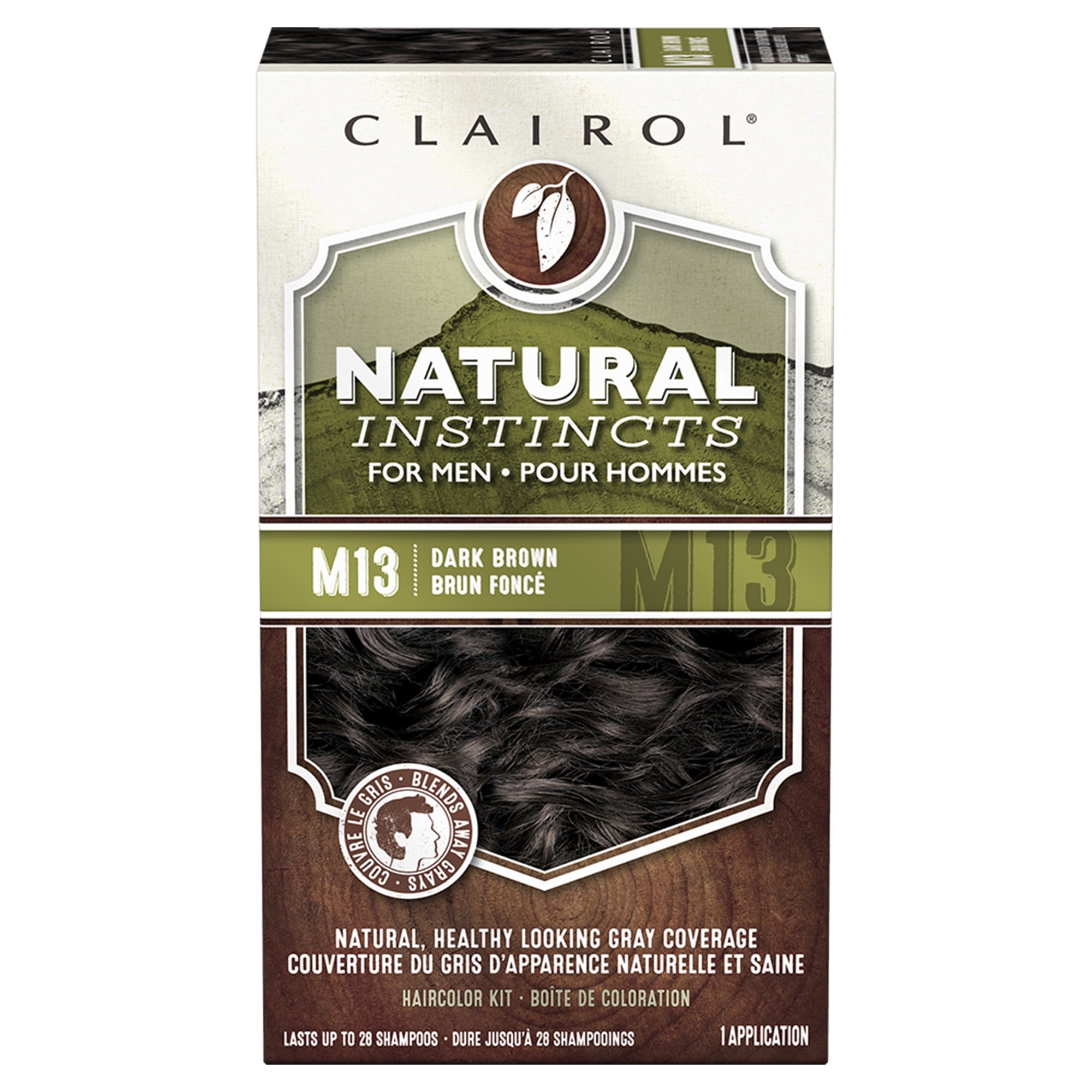Clairol Natural Instincts for Men Hair Dye Demi-Permanent Hair Color Creme, M13 Dark Brown ...