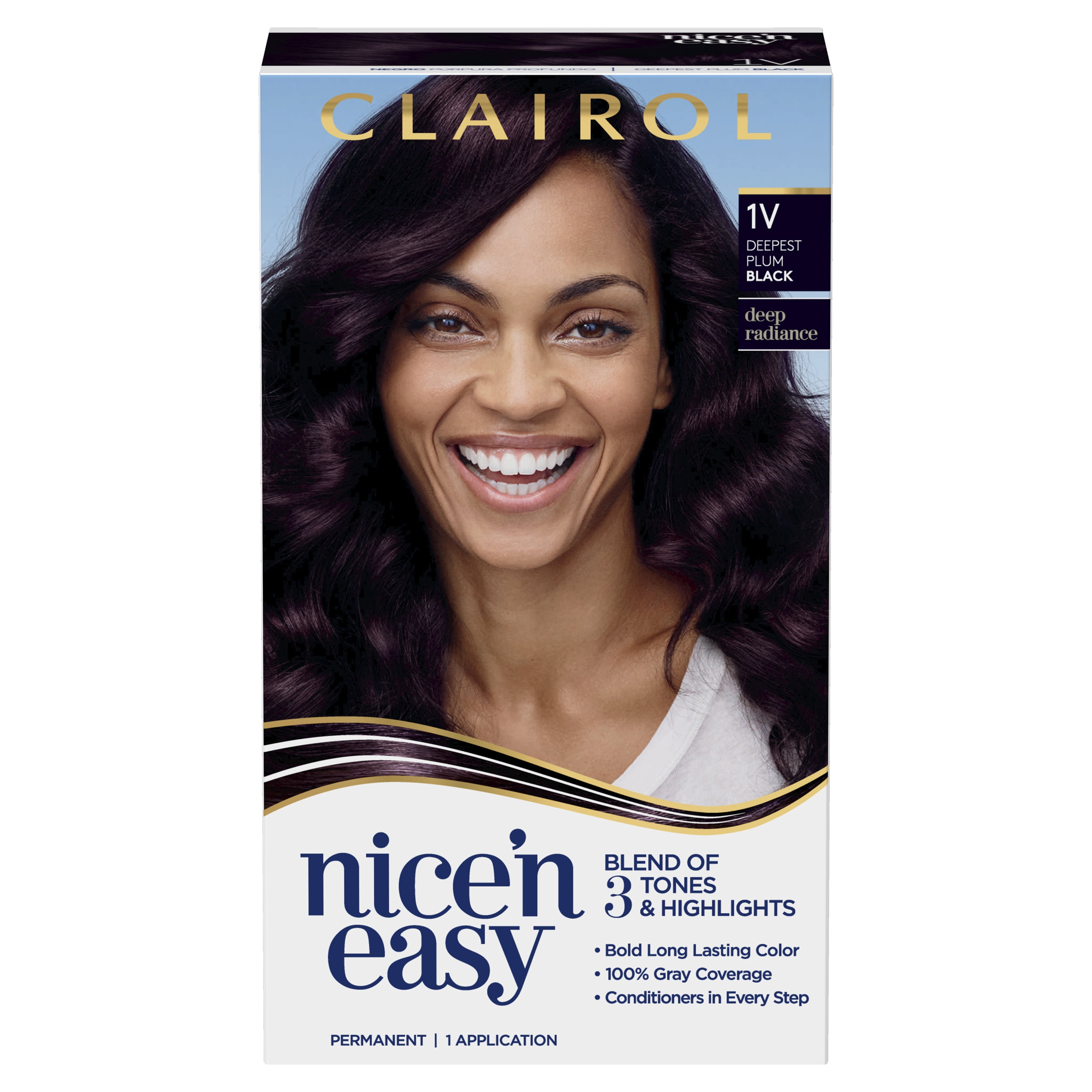 Clairol Nice'n Easy Permanent Hair Color Cream, 1V Deepest Plum Black ...