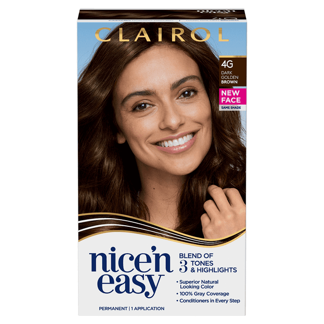 Clairol Nice'n Easy Permanent Hair Color Cream, 4G Dark Golden Brown ...