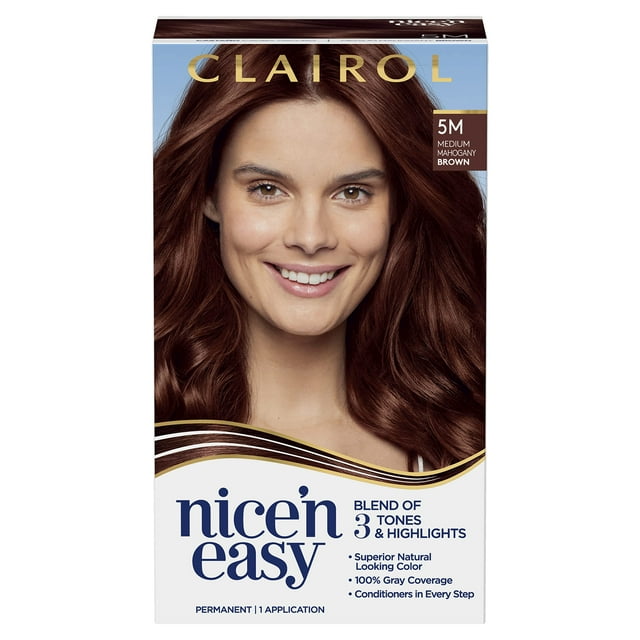 Clairol Nice'n Easy Permanent Hair Color Cream, 5M Medium Mahogany ... Clairol Nice'n Easy Permanent Hair Color Cream, 5M Medium Mahogany ...