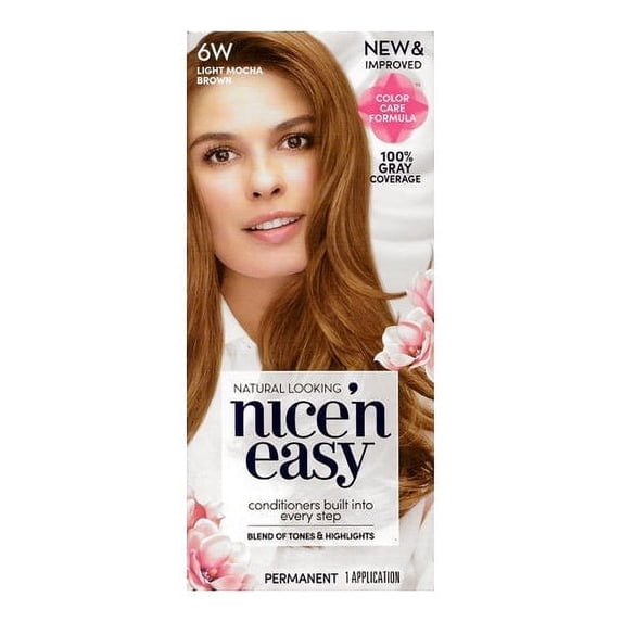 Clairol Nice'n Easy Permanent Hair Color Cream, 6W Light Mocha Brown ...