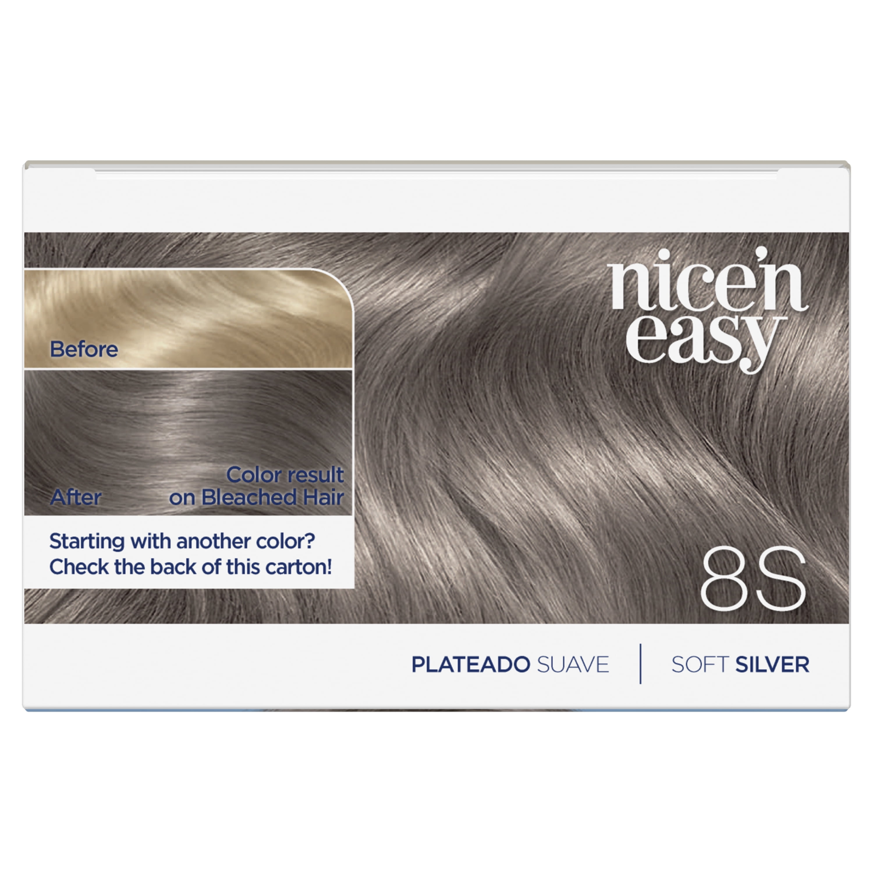 Clairol Nice'n Easy Permanent Hair Color Cream, 8S Soft Silver, Hair ...