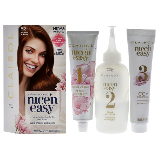 Clairol Nice'n Easy Permanent Hair Color Creme, 5R Medium Auburn, 1 ...