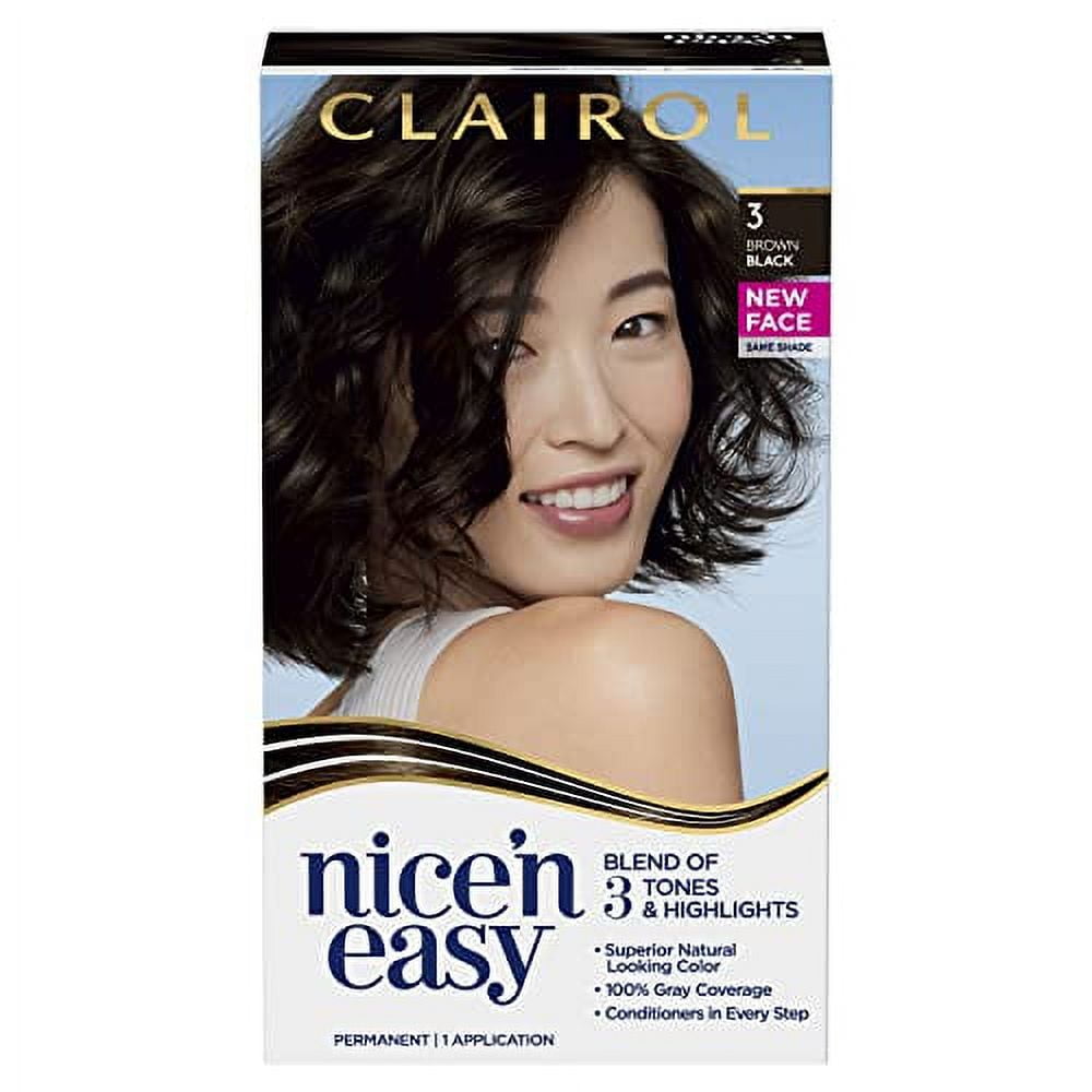 Clairol Nice'n Easy Permanent Hair Dye, 3 Brown Black Hair Color, Pack ... Clairol Nice'n Easy Permanent Hair Dye, 3 Brown Black Hair Color, Pack ...
