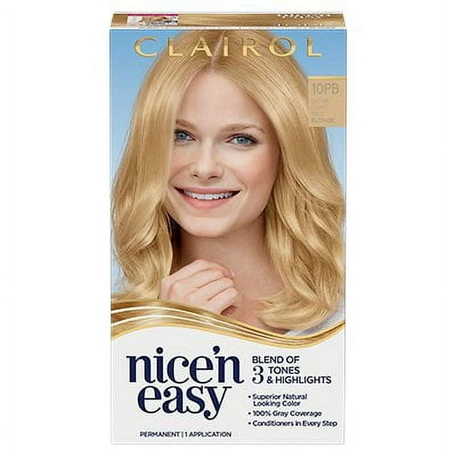 Clairol Nice'n Easy Permanent Hair Dye Color Cream, 10PB Extra Light ...