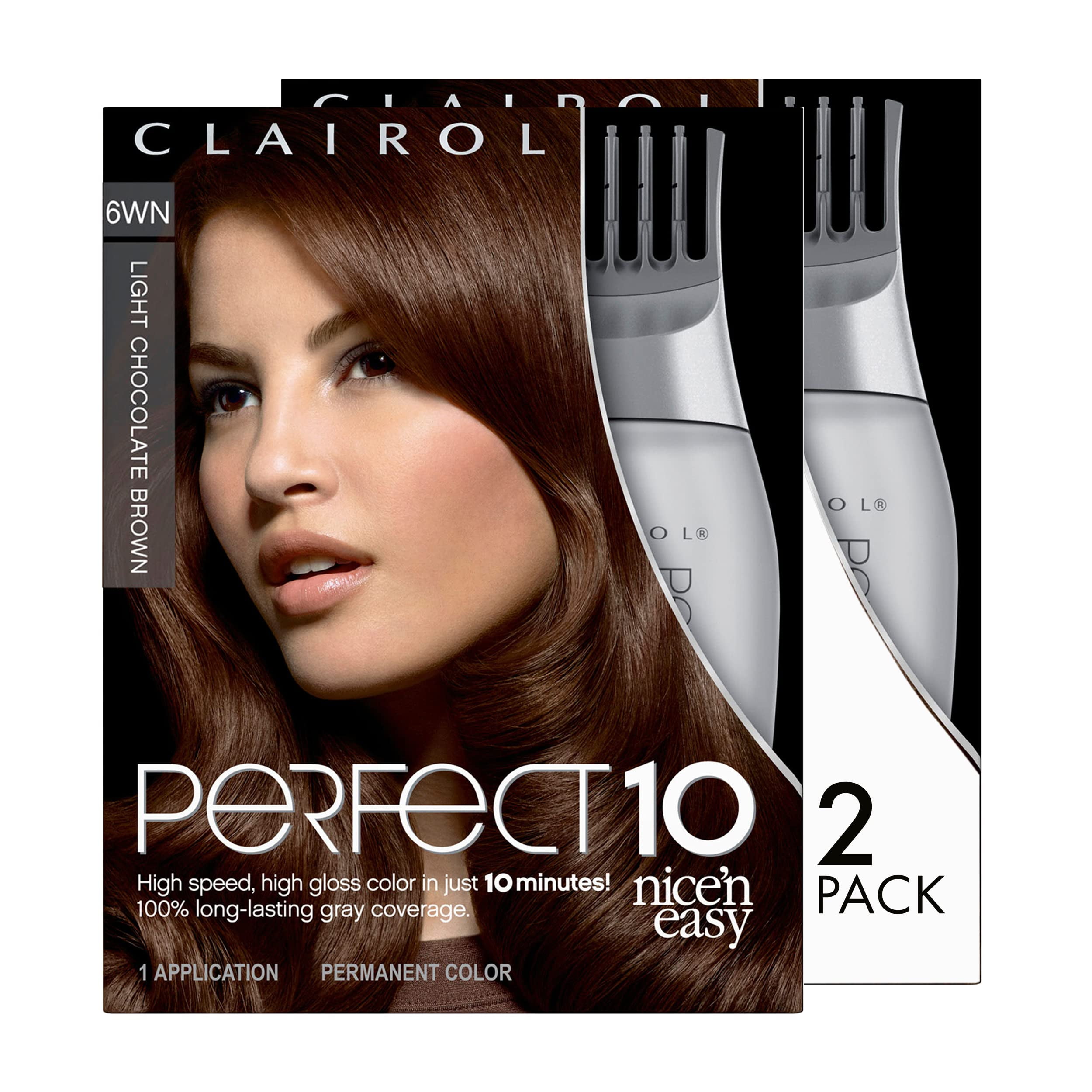 Clairol Nicen Easy Perfect 10 Permanent Hair Dye, 6Wn Light Chocolate ...